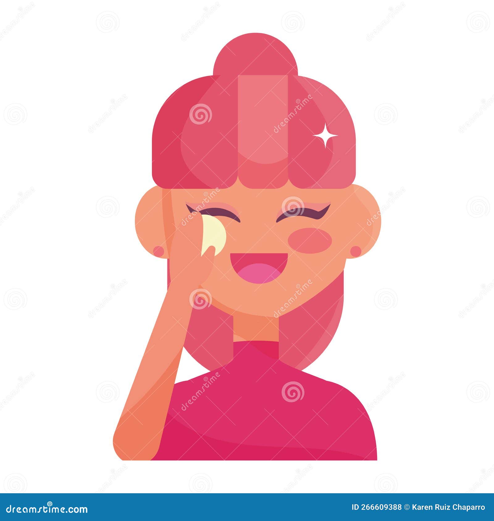 Isolated Happy Girl Character Cleaning Her Face Vector Stock Vector