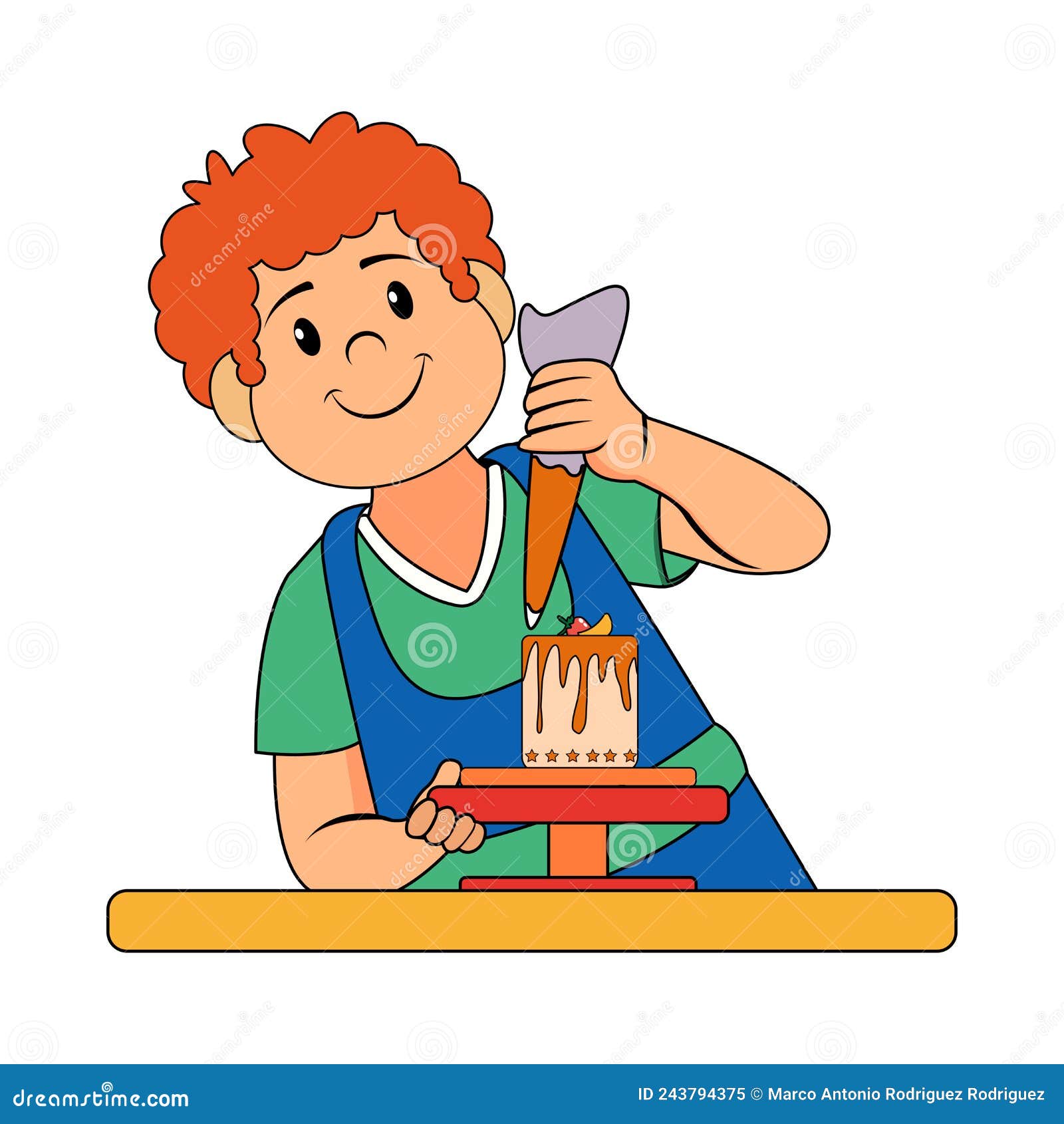 Isolated Happy Man Making a Dessert Vector Stock Vector - Illustration ...