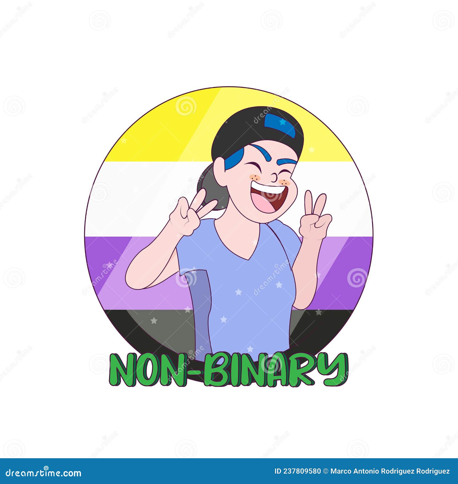 Isolated Happy Non Binary Person Vector Stock Vector - Illustration of ...