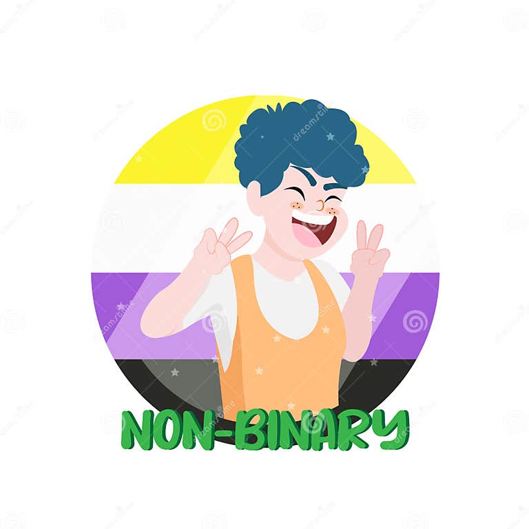 Isolated Happy Non Binary Person Vector Stock Vector - Illustration of ...