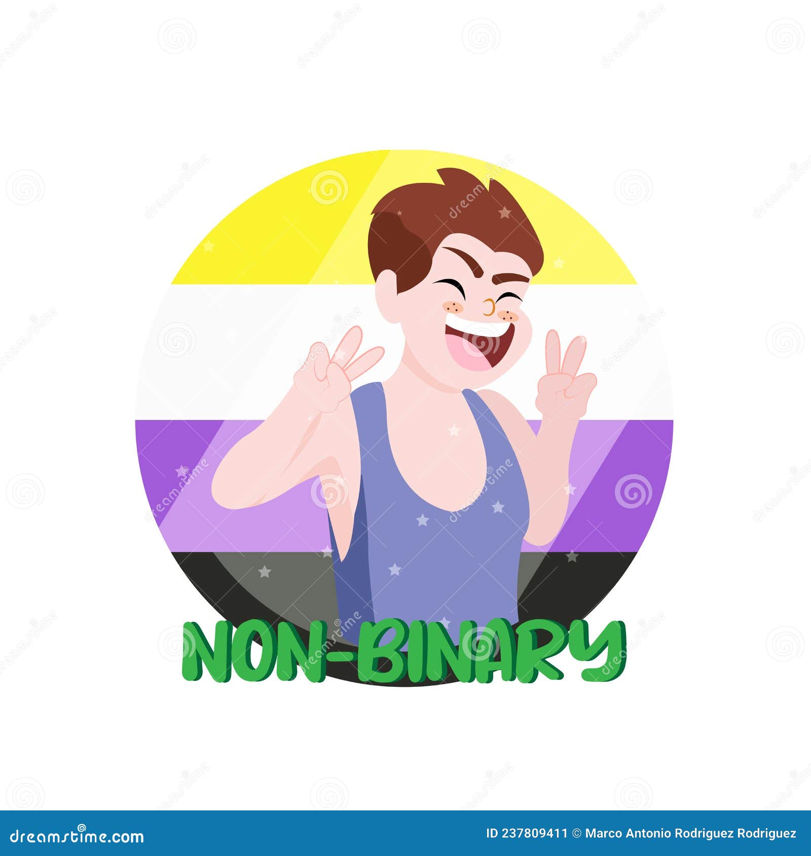 Isolated Happy Non Binary Person Vector Stock Vector - Illustration of ...