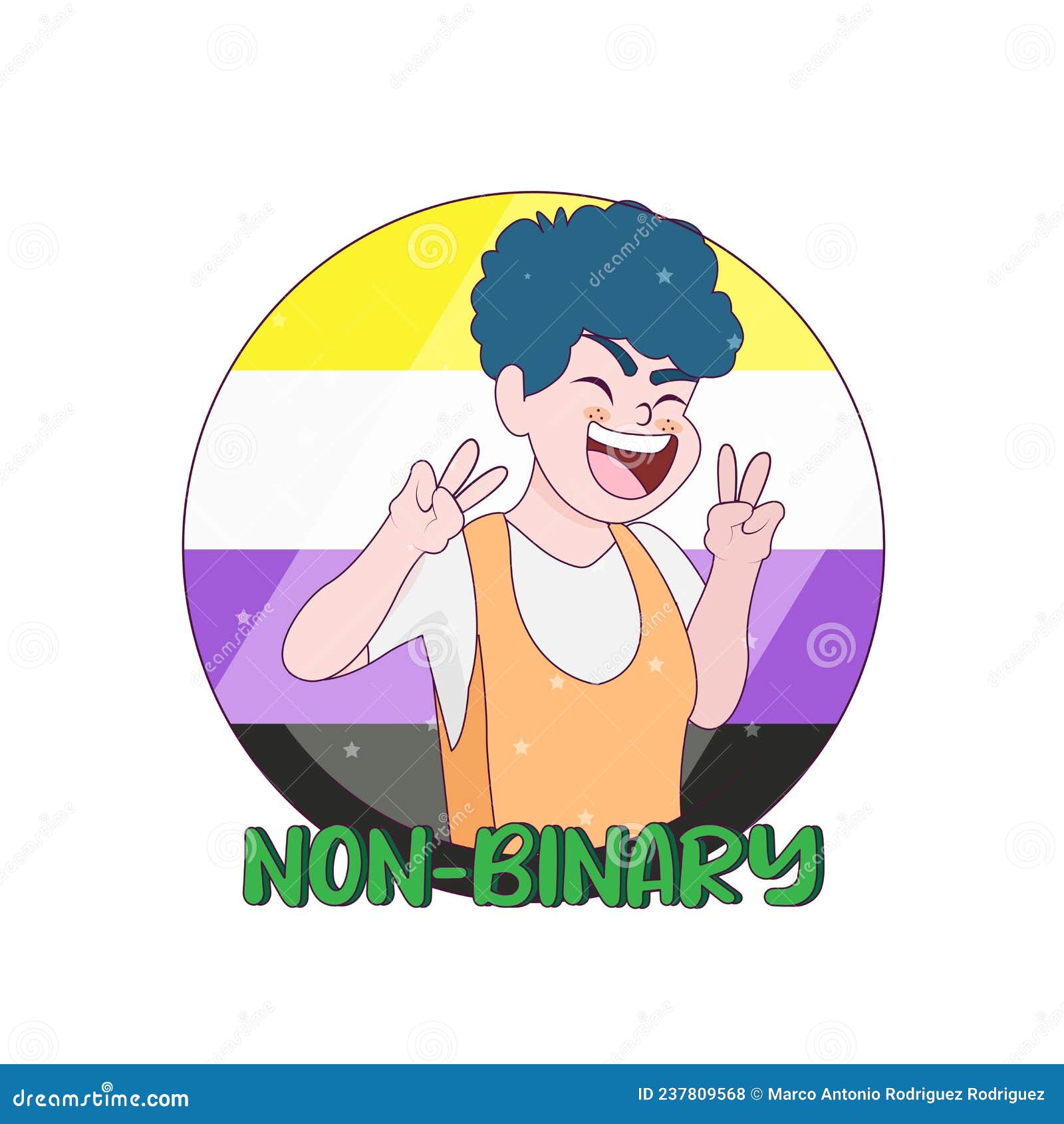 Isolated Happy Non Binary Person Vector Stock Vector - Illustration of ...