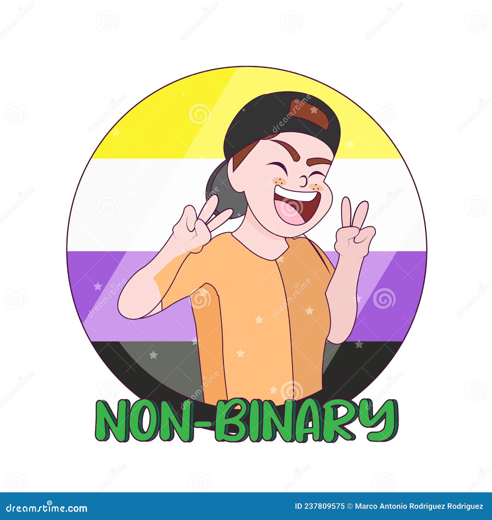 Isolated Happy Non Binary Person Vector Stock Vector - Illustration of ...