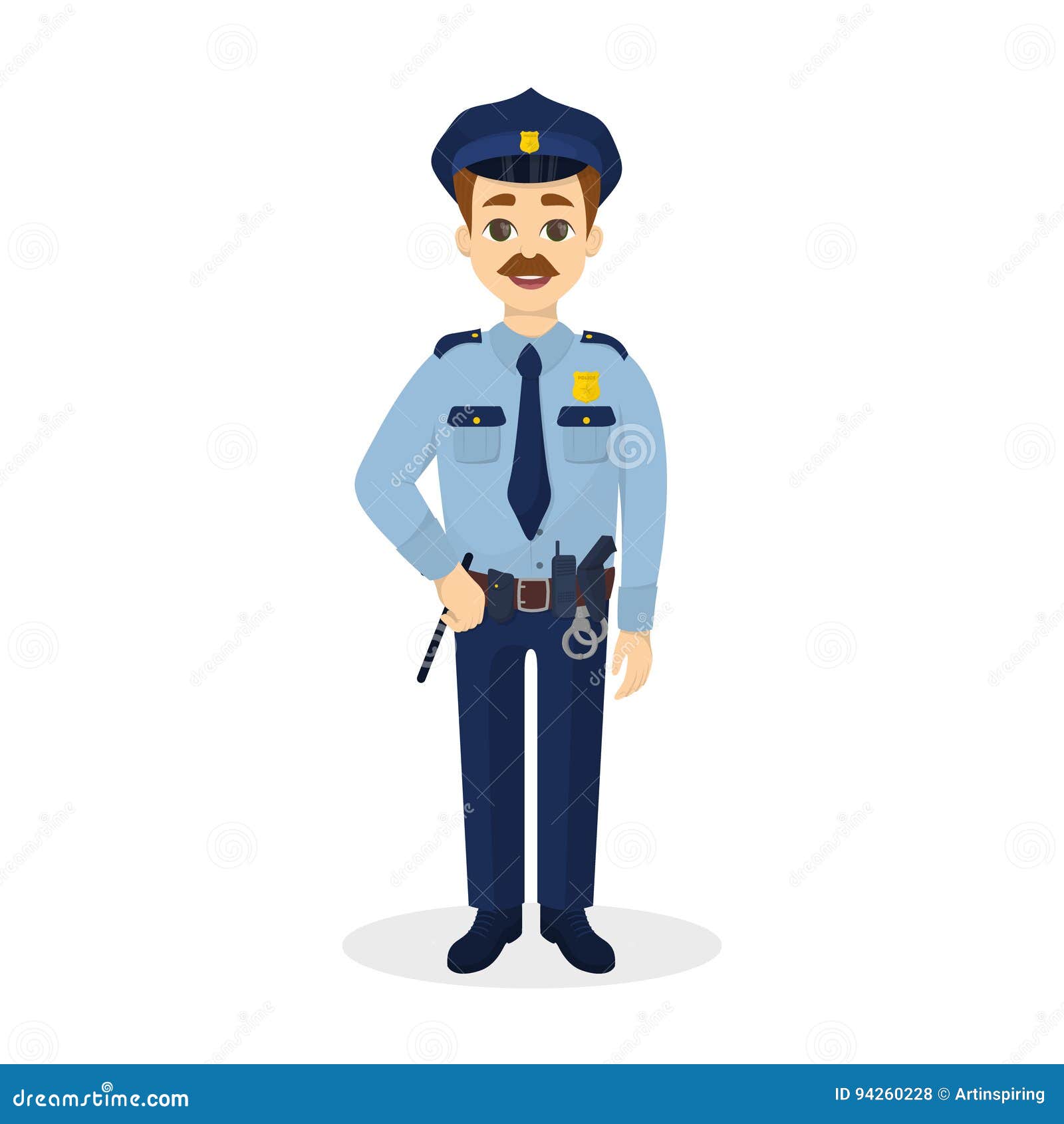 Happy Policeman Emoticon Emoji Face Cartoon Icon Vector Illustration ...