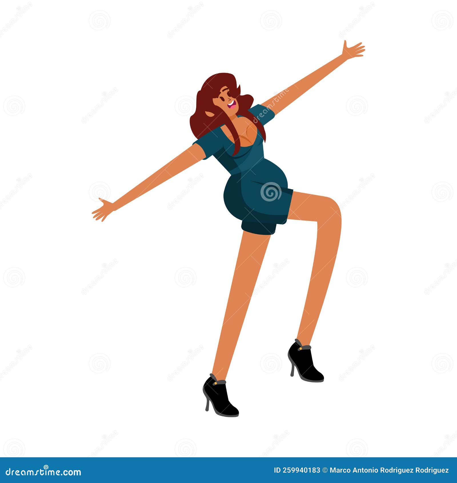 Isolated Happy Woman Dancing Hobby Vector Stock Vector Illustration