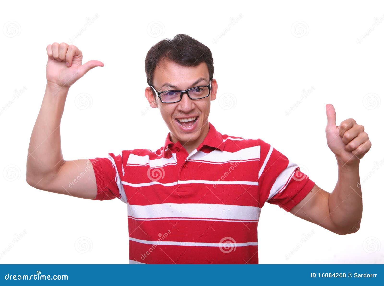 Isolated Happy Young Man in Red Stock Photo - Image of caucasian ...