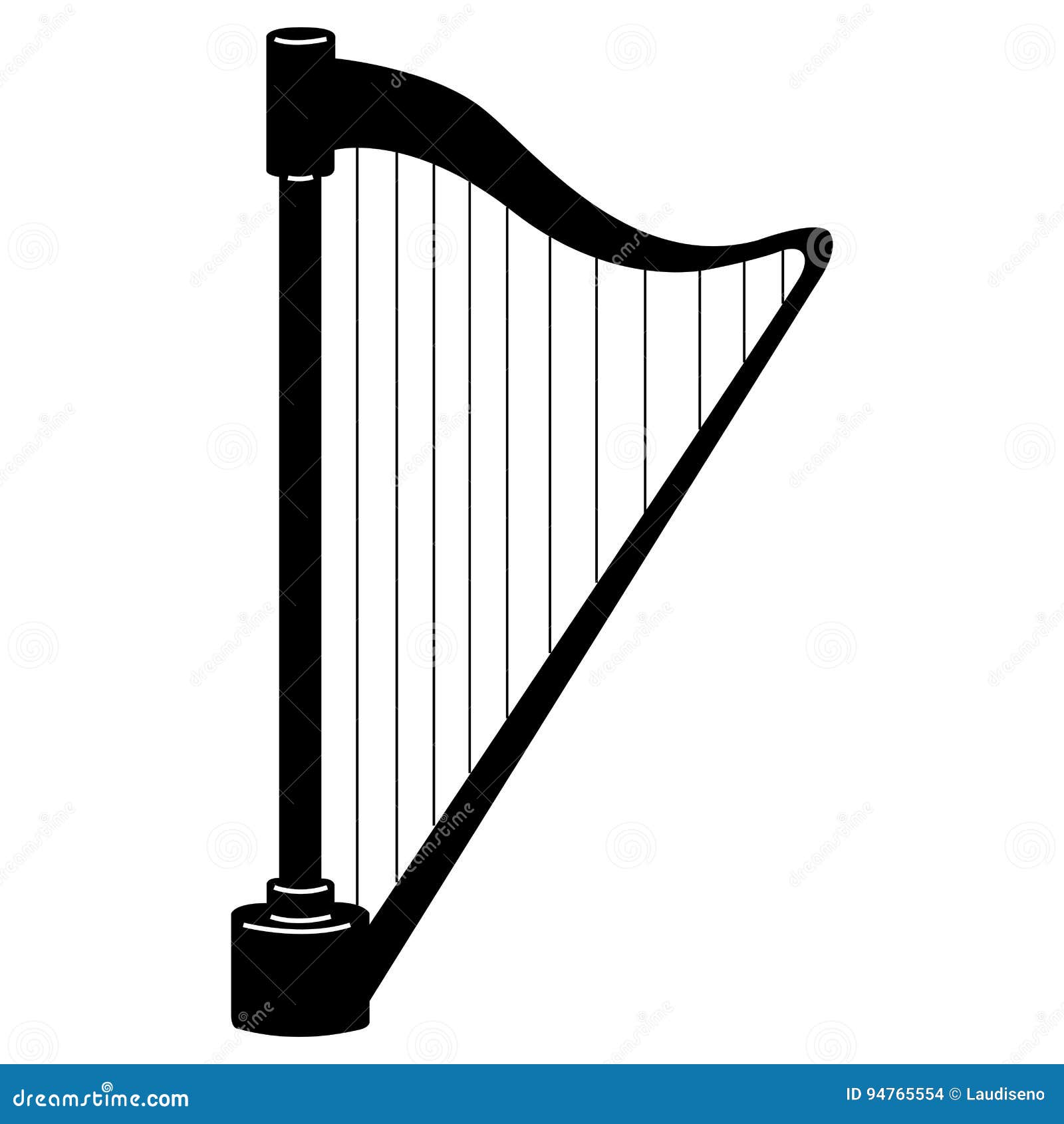 Harp Silhouette. Vector Illustration Isolated On White Background ...
