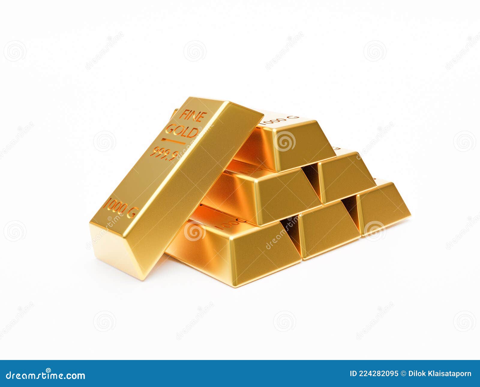 Isolated of Heap of Gold Bar or Gold Ingot Stacking on White Background ...