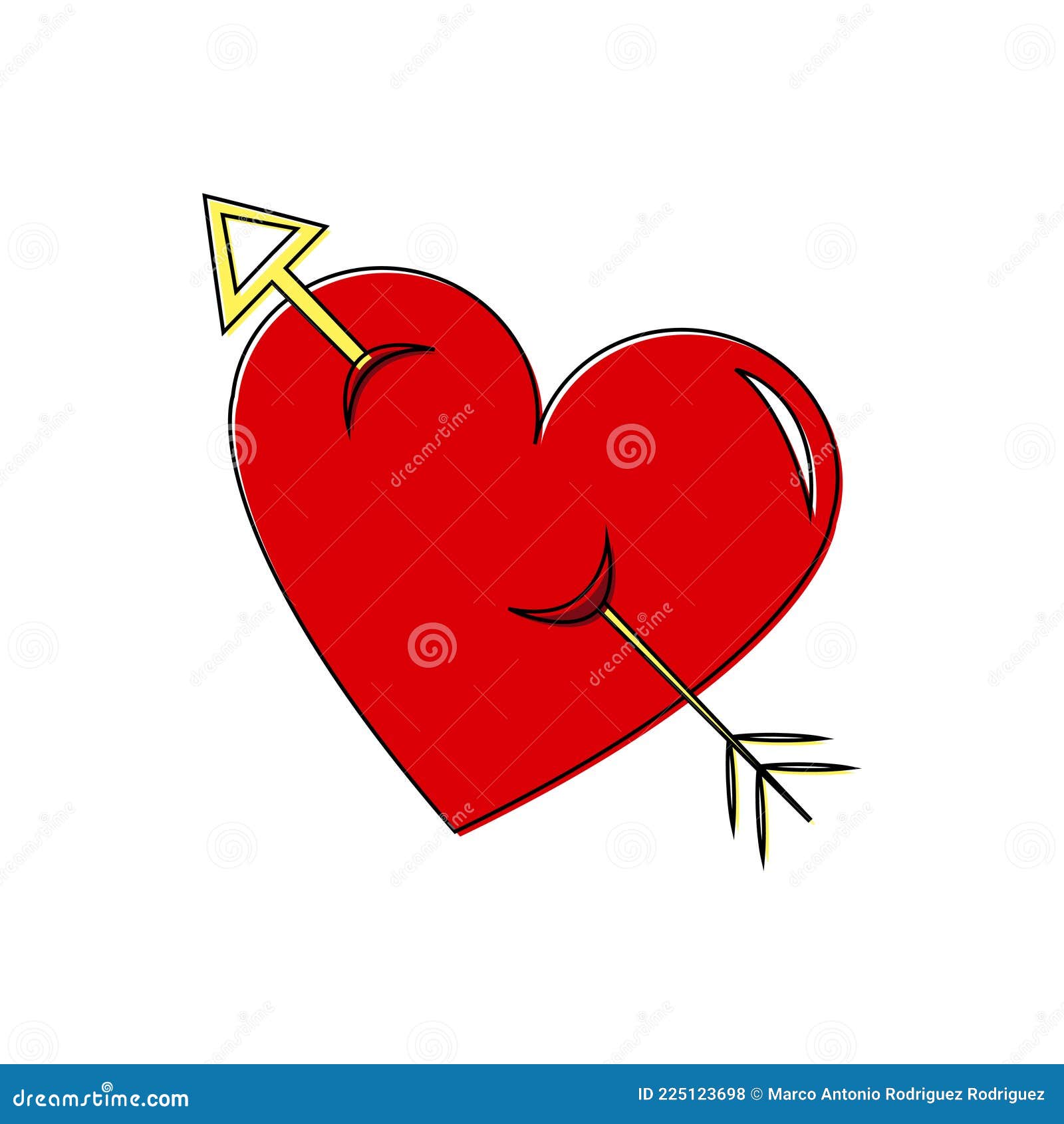 Isolated Heart Shape with an Arrow Sketch Stock Vector - Illustration ...