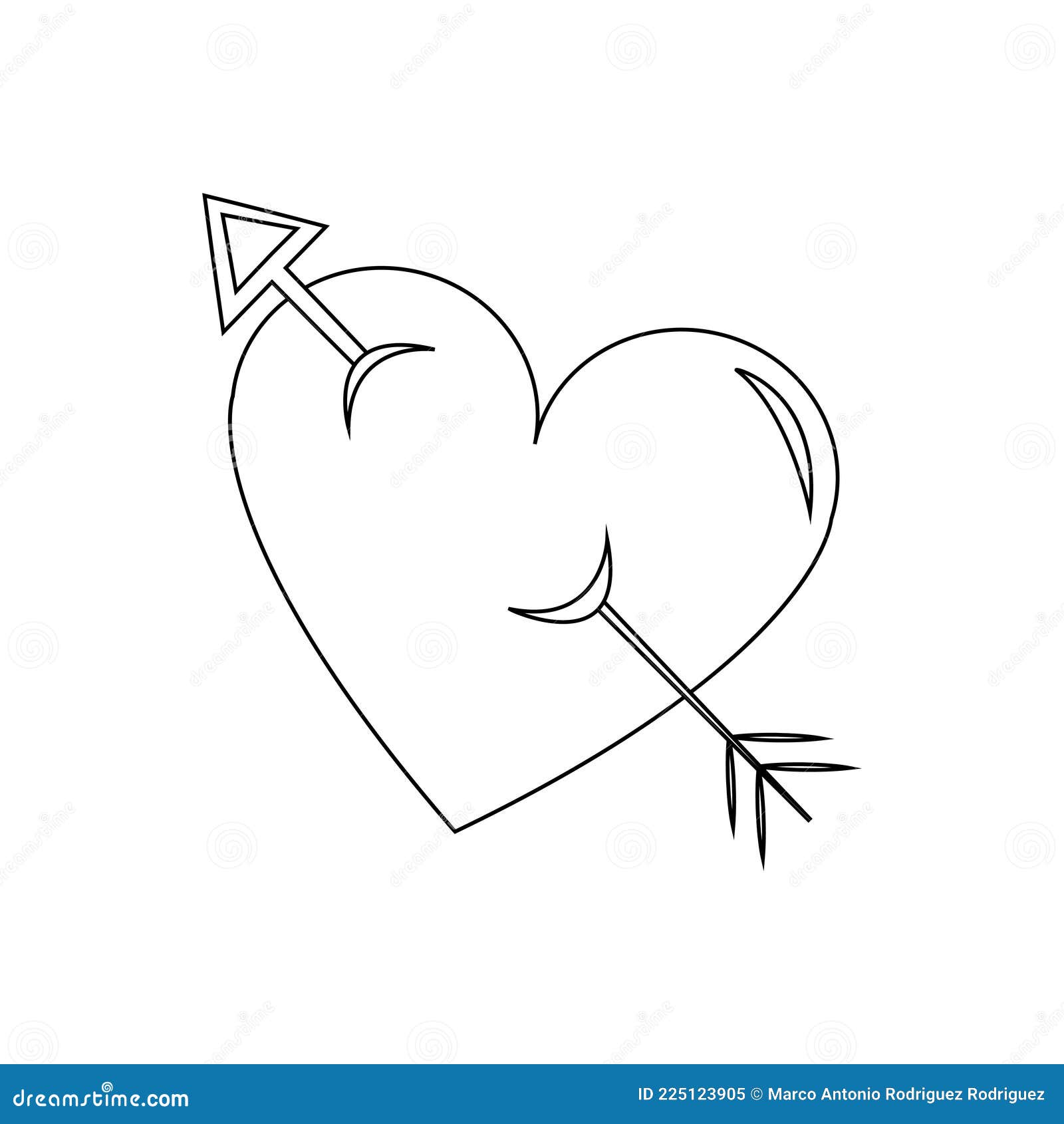 Isolated Heart Shape with an Arrow Sketch Stock Vector - Illustration ...
