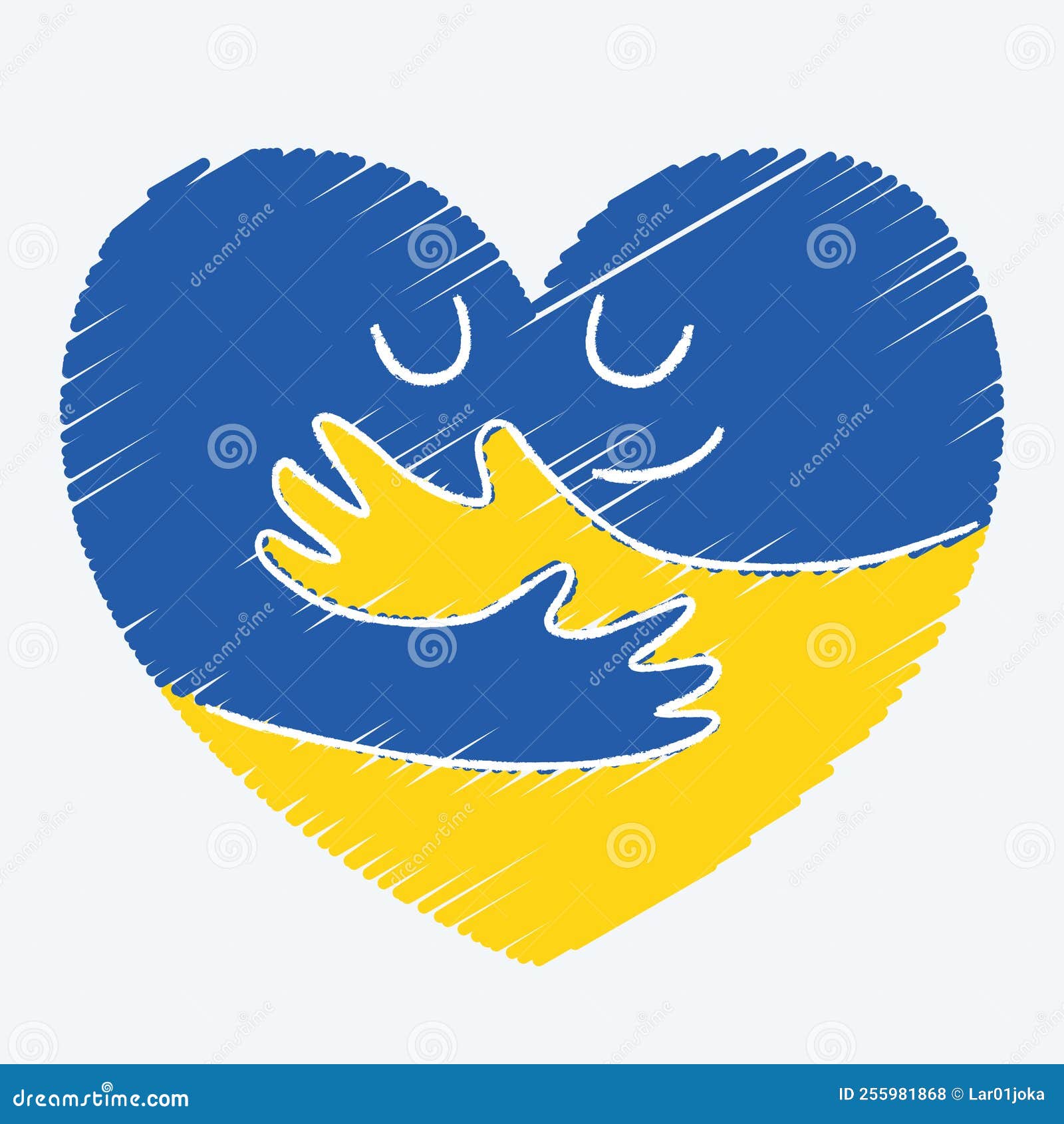 Isolated Heart Shape with Hands Hugging Itself Help Ukraine Vector ...