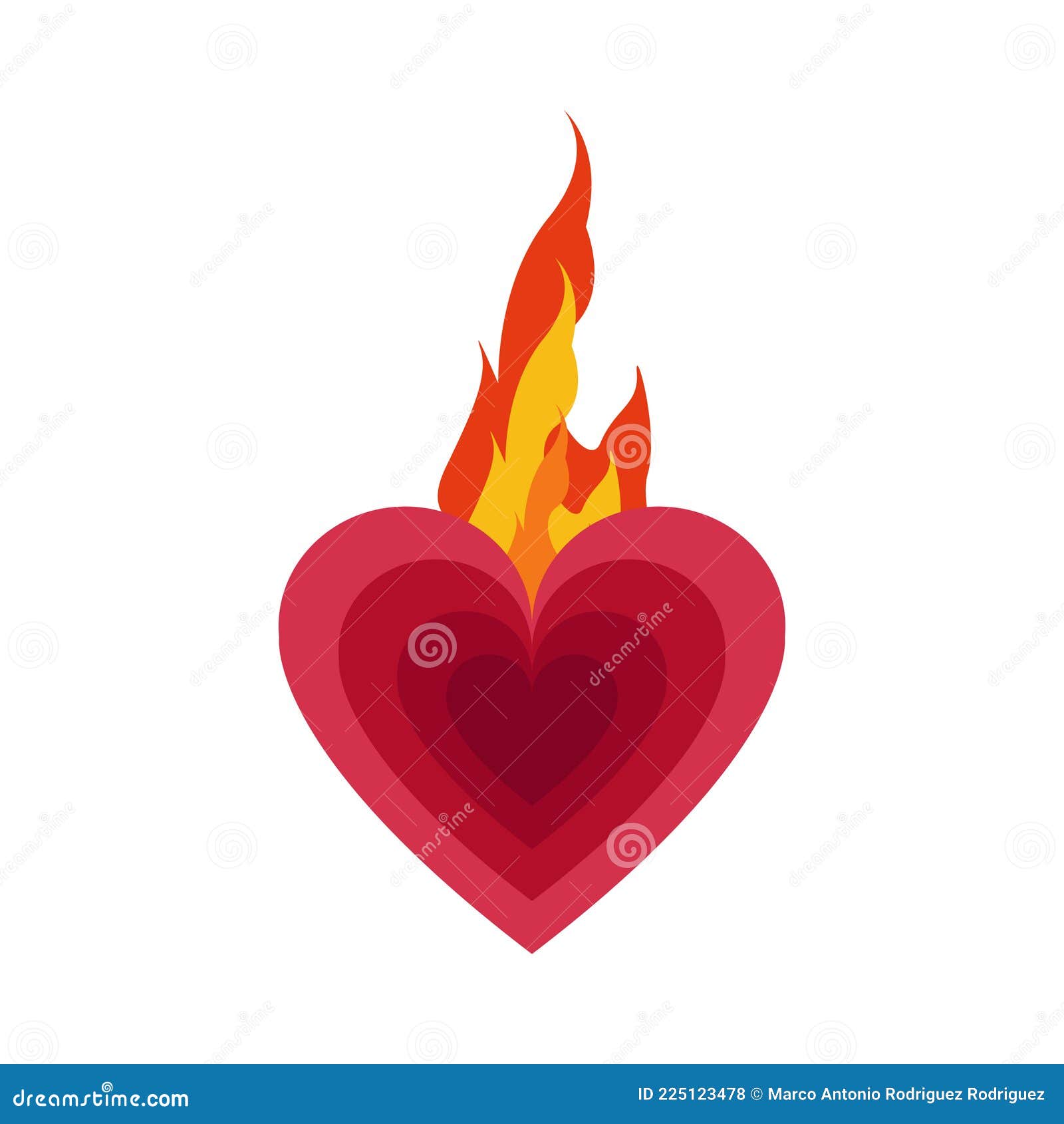Isolated Heart Shape Sketch with a Flame Stock Vector - Illustration of ...