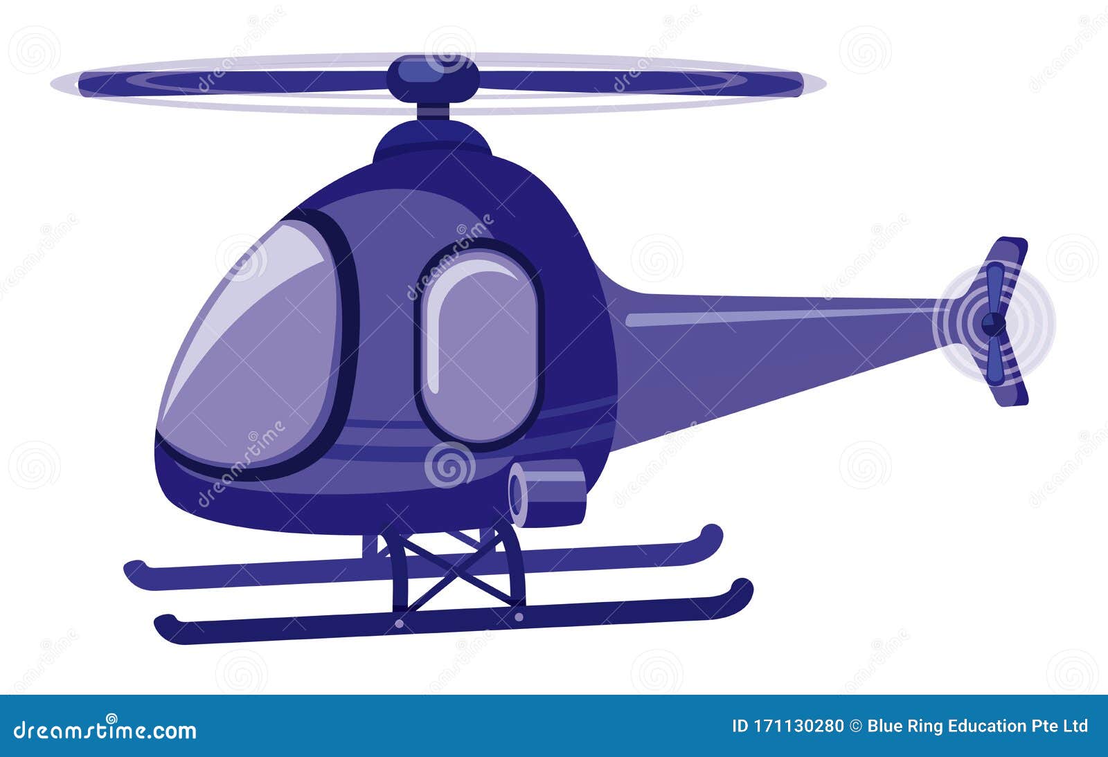Isolated Helicopter in Blue Color Stock Illustration - Illustration of ...