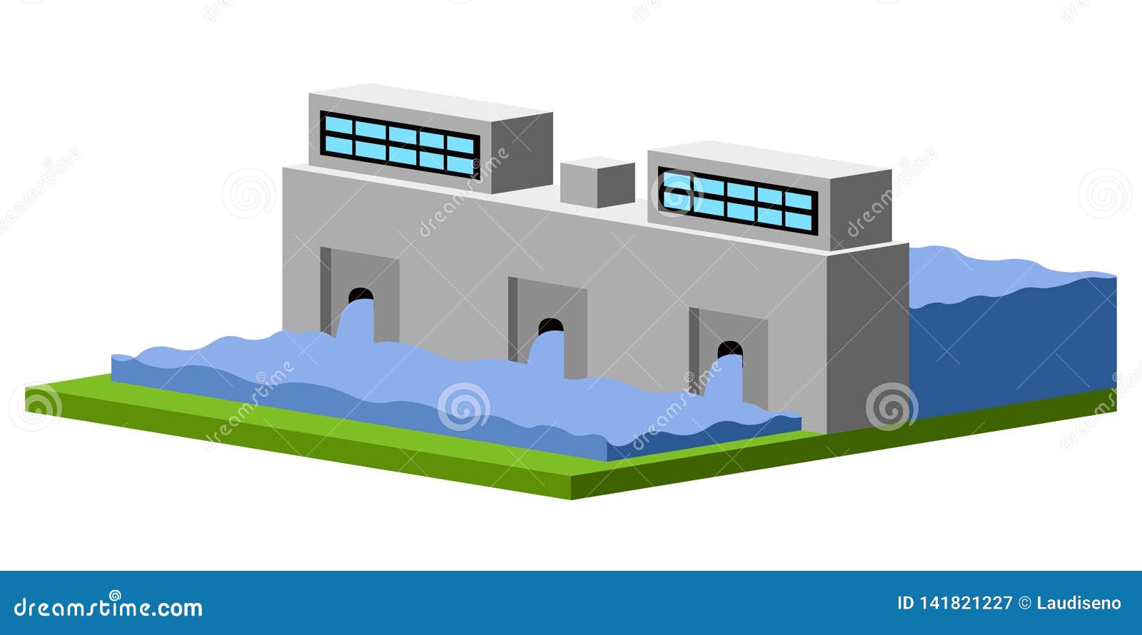 Isolated Hidropower Plant Image Stock Vector - Illustration of water ...