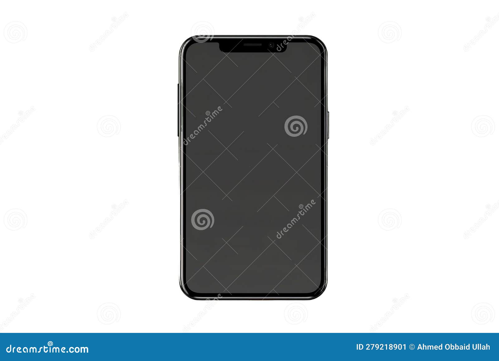 Isolated Horizontal Mobile Screen Mockup with Blank Display on ...