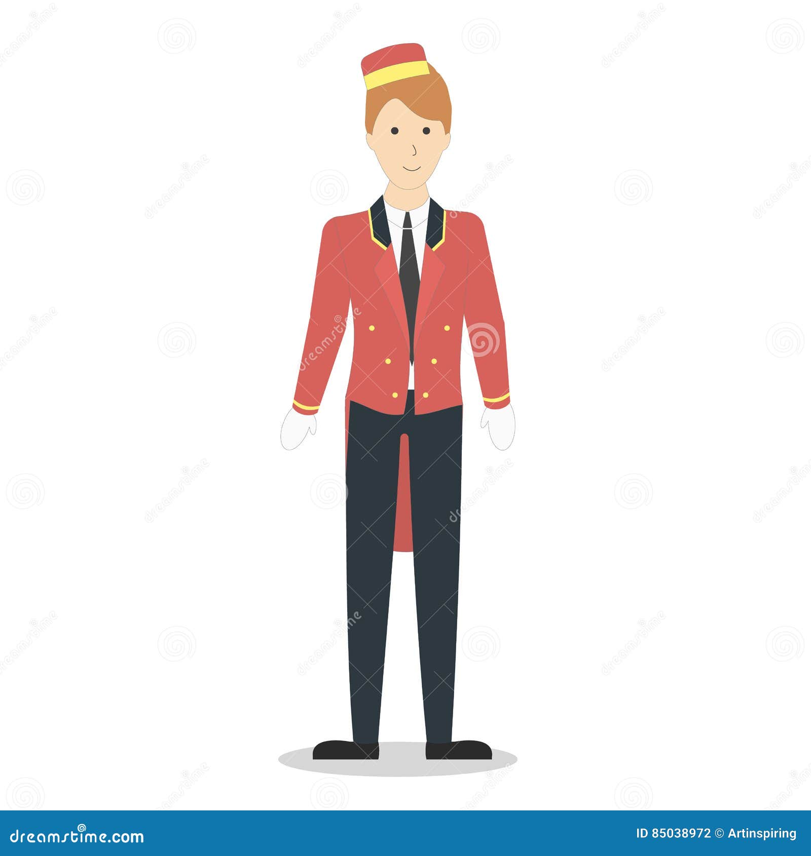 Hotel Porter Wearing Uniform With Buttons And Hat Icon Vector ...