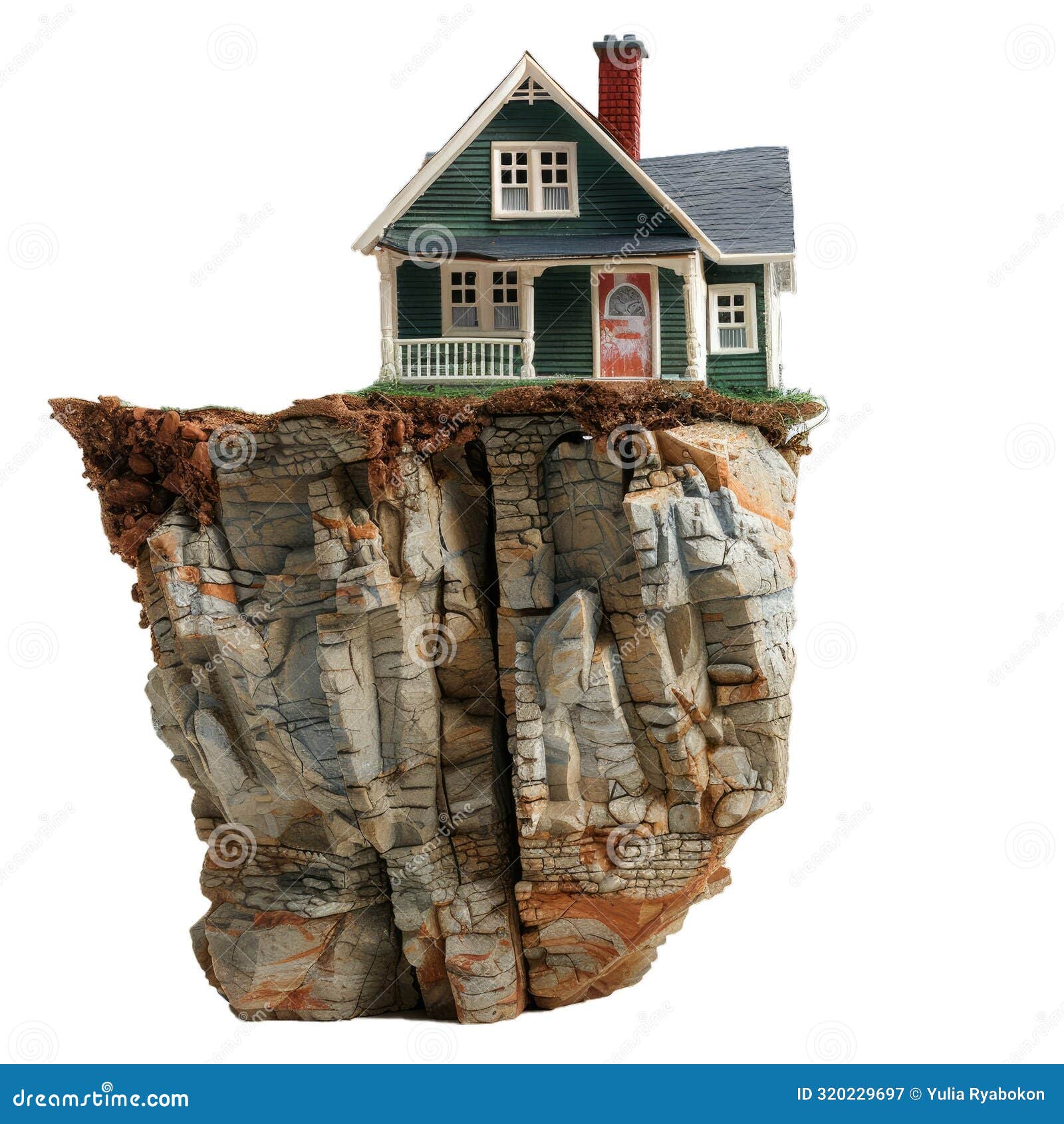 Isolated House on Cliff Concept Stock Image - Image of formation ...