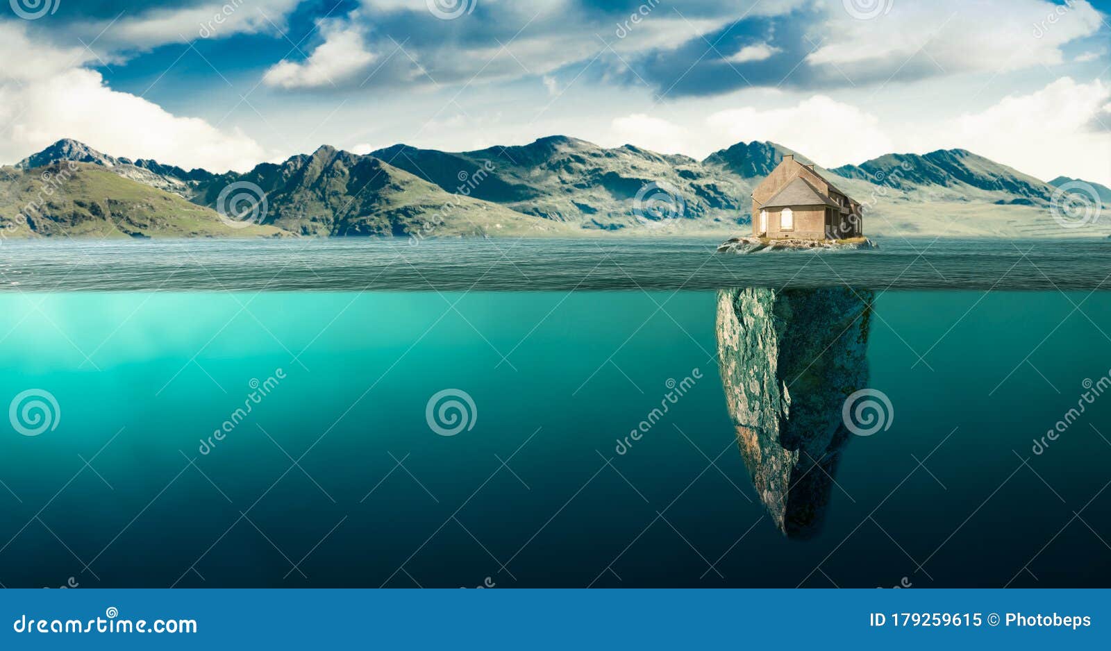 Isolated House on an Island in the Middle of the Bayf Stock Image ...