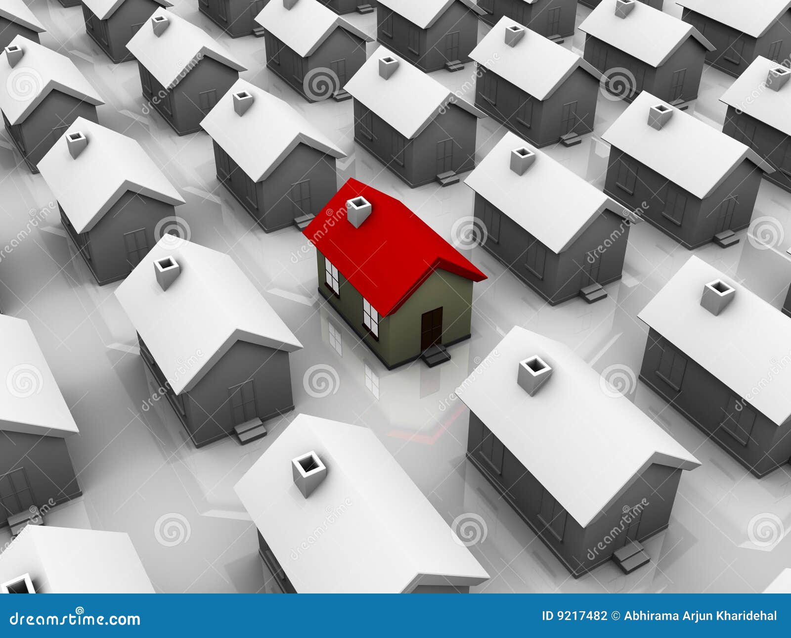 Isolated House among Many Houses Stock Illustration - Illustration of ...