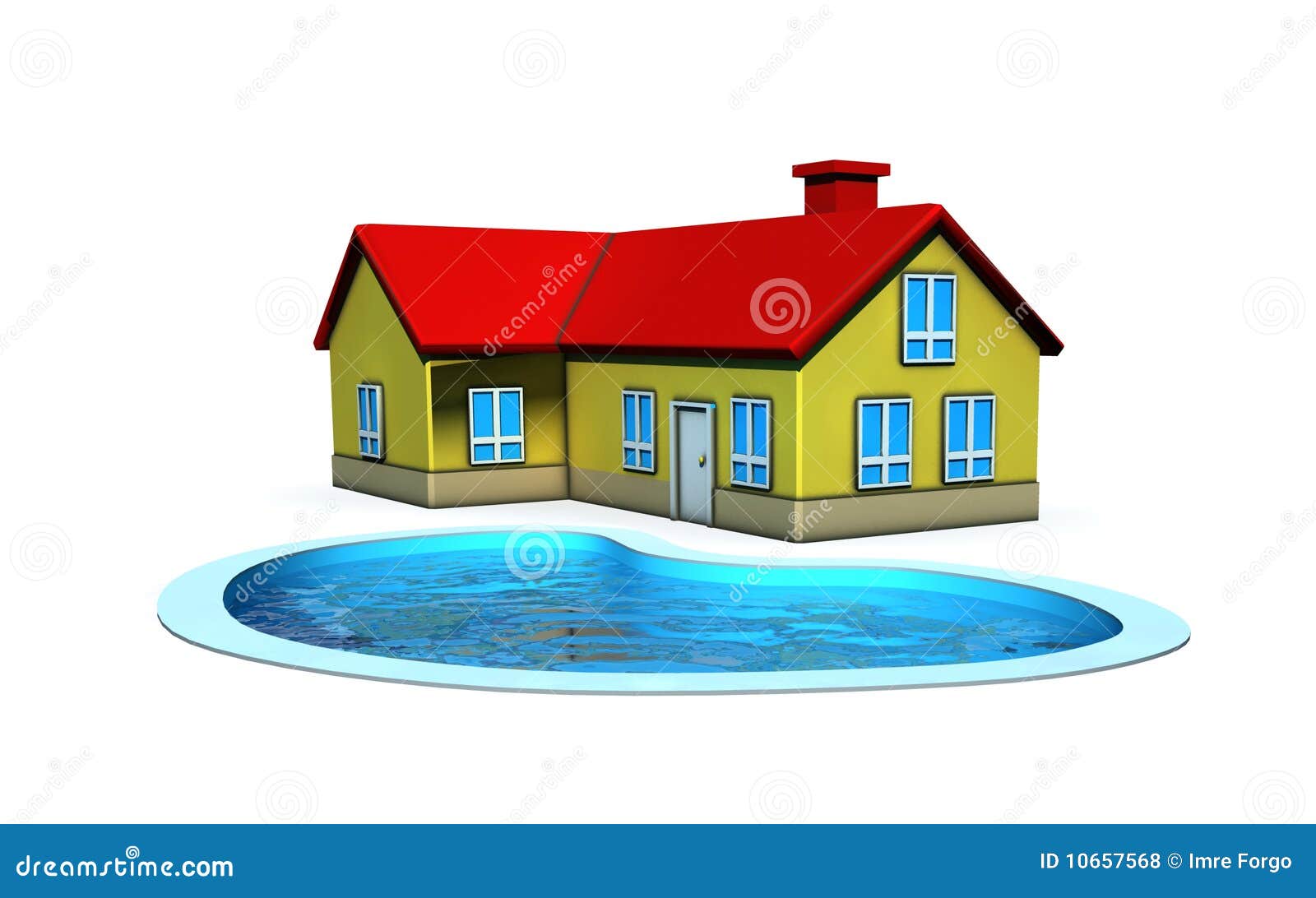 Isolated House with Swimming Pool Stock Illustration - Illustration of ...