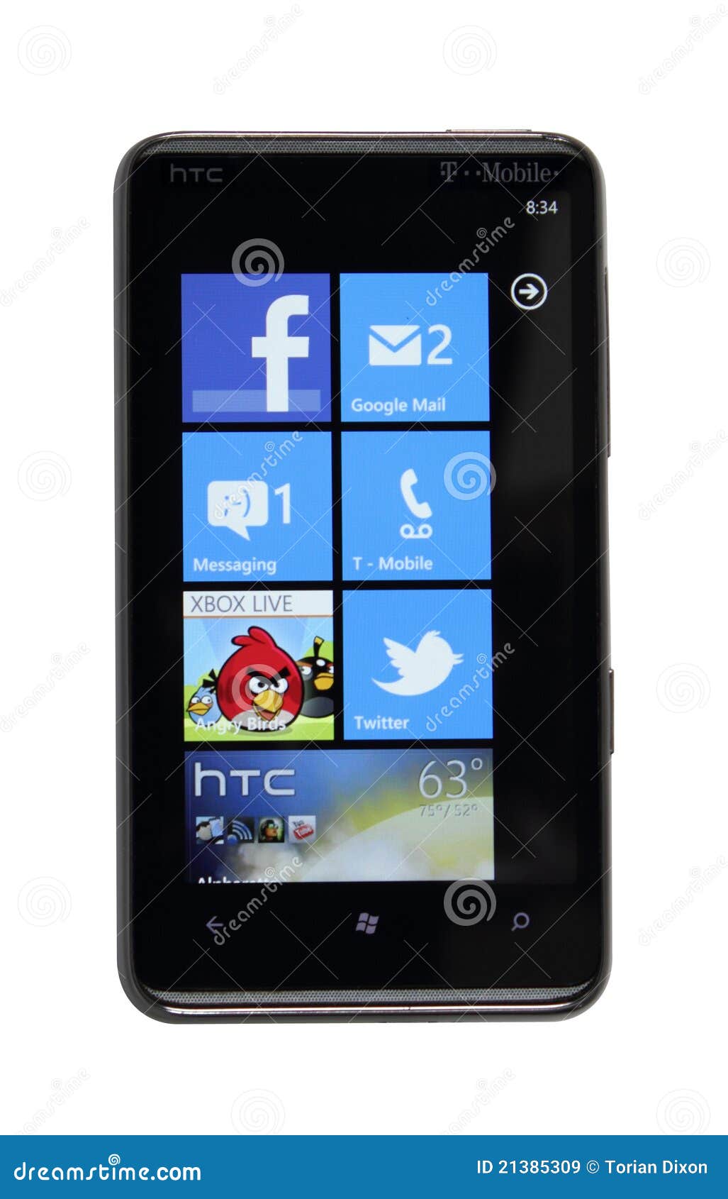 Isolated HTC HD7 Running Windows Phone 7 Editorial Stock Image - Image ...