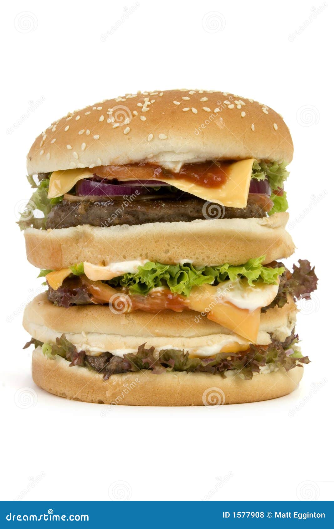 Isolated HUGE burger stock photo. Image of calories, unhealthy - 1577908