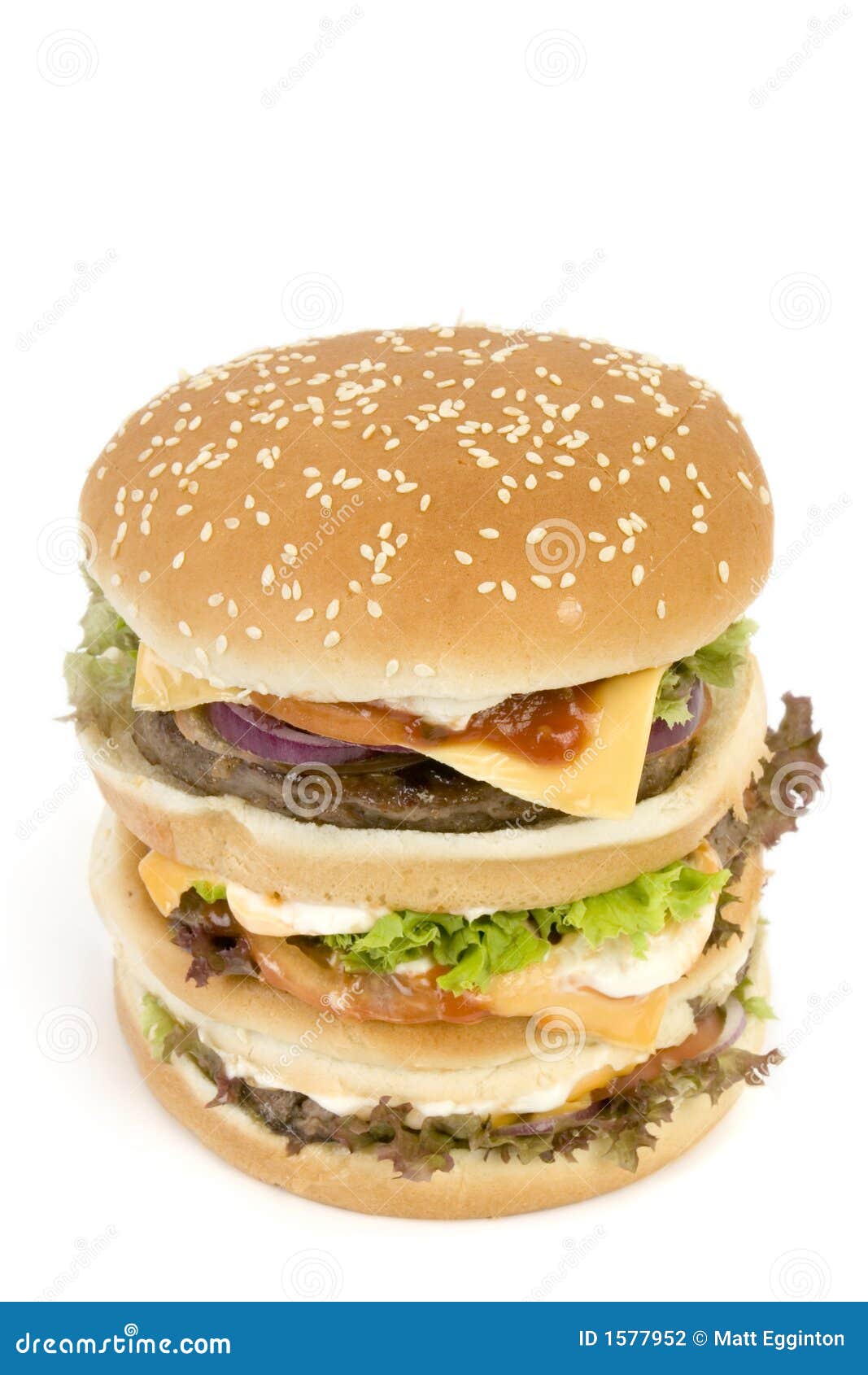 Isolated HUGE burger stock photo. Image of eating, food - 1577952
