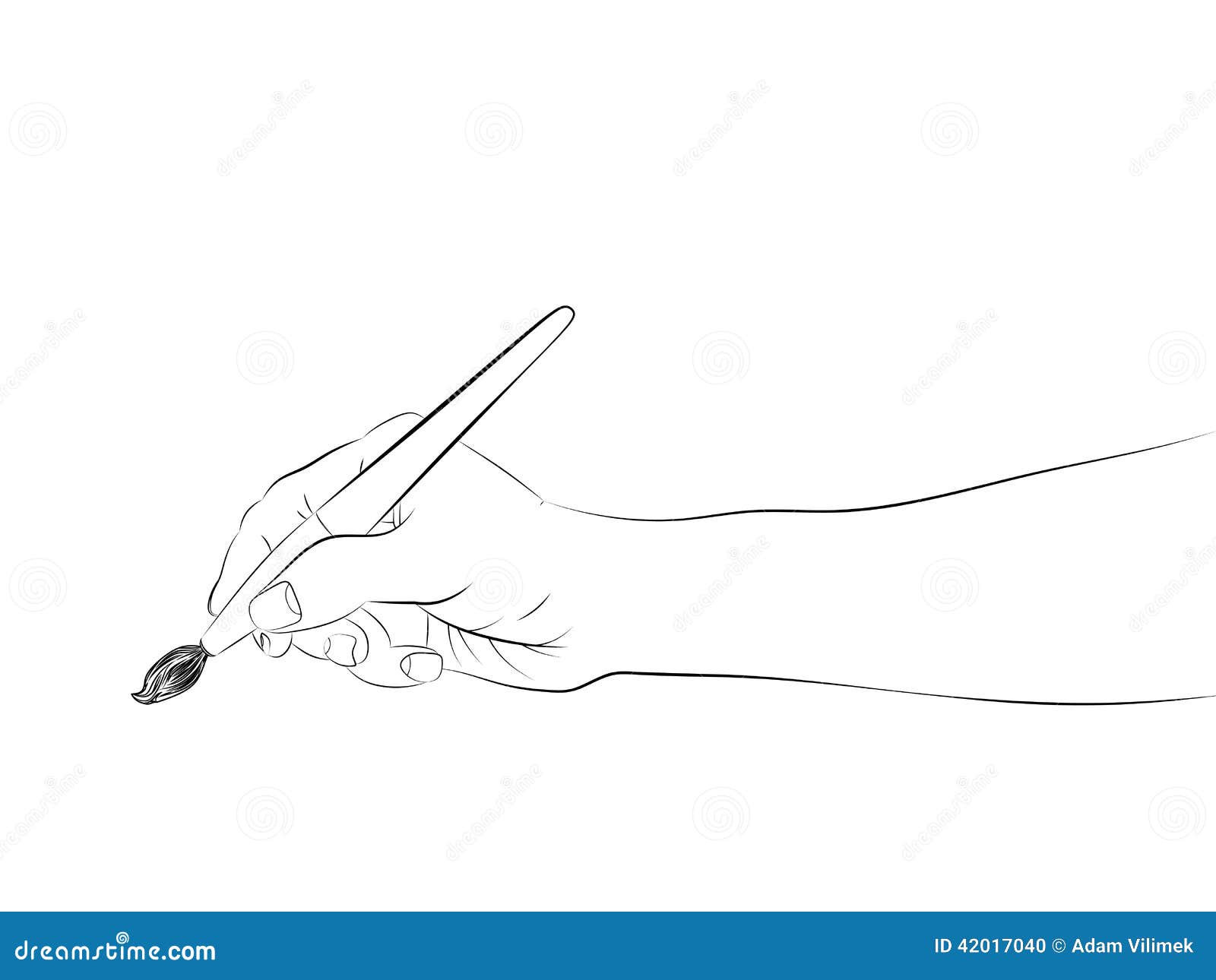 Isolated Human Hand Side View Holding Brush Sketch Vector Stock Vector ...