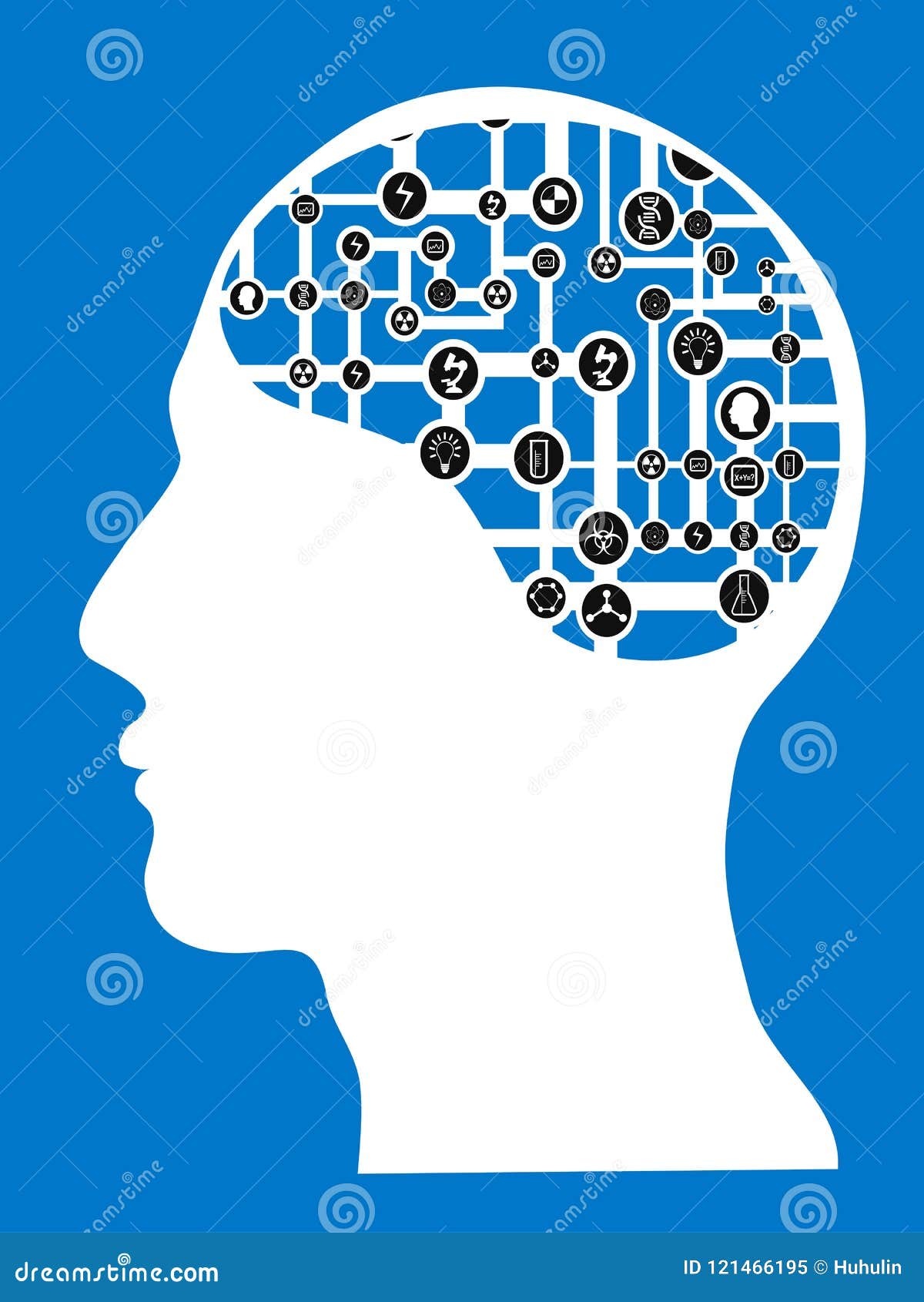 Human Head with Connected Network Brain Stock Vector - Illustration of ...
