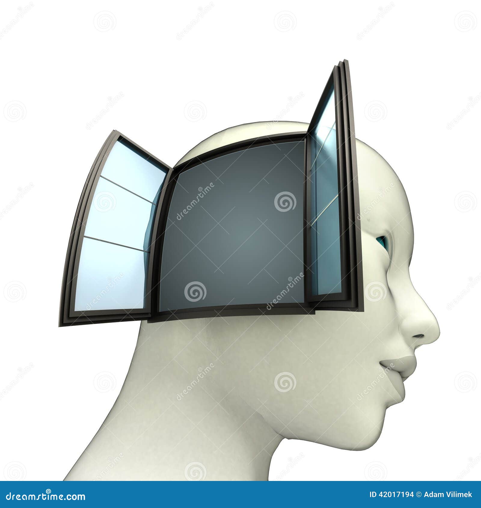 Isolated Human Head Model with Open Window on Side Idea Concept Stock ...