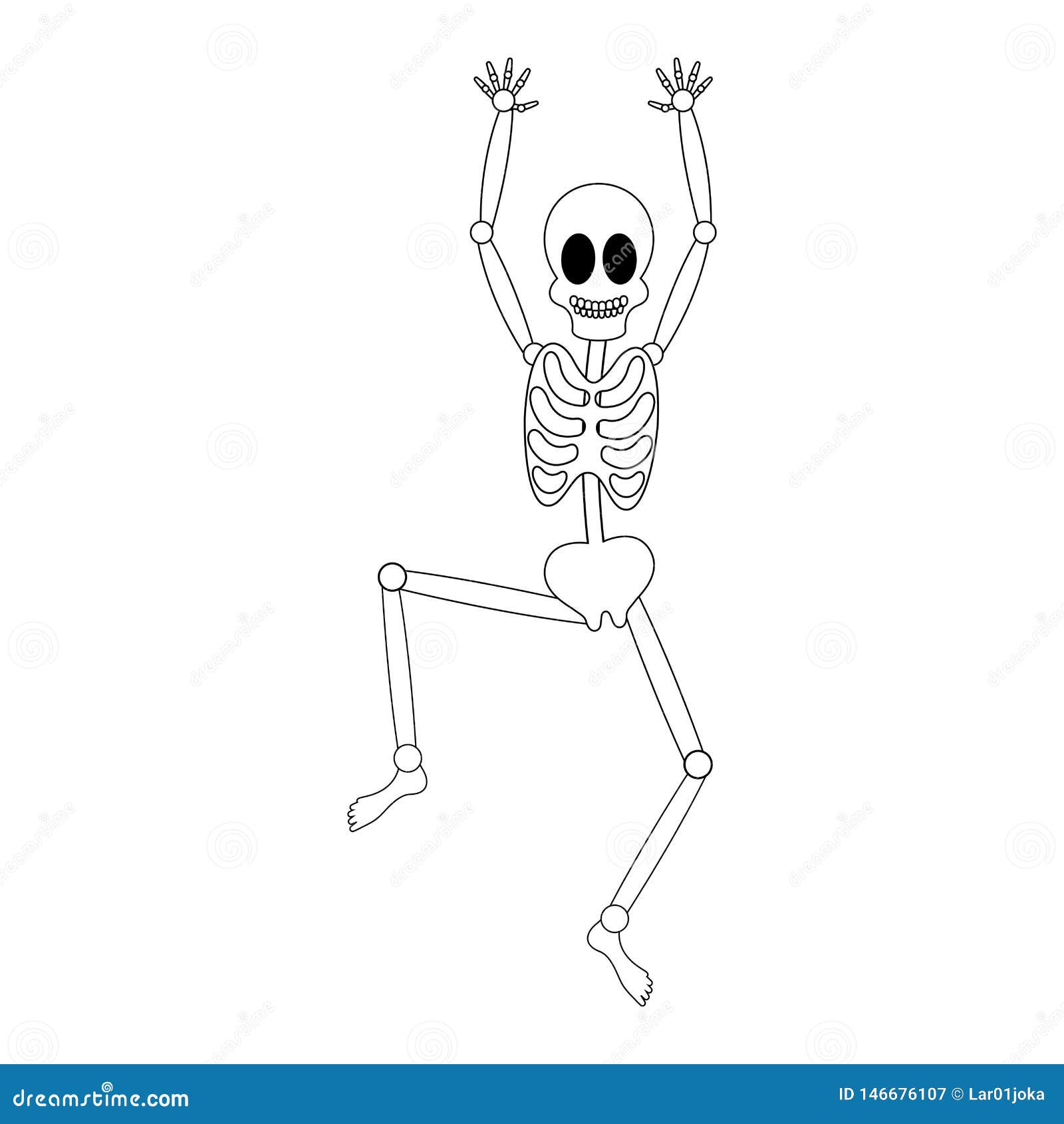 Isolated Human Skeleton Cartoon Jumping Image Stock Vector ...