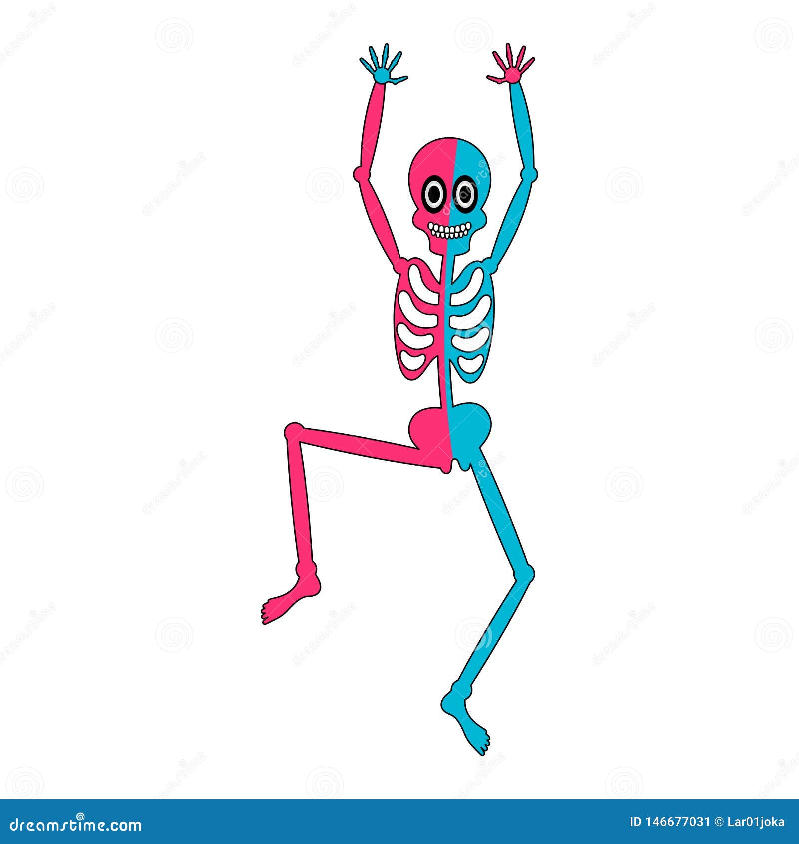 Isolated Human Skeleton Cartoon Jumping Image Stock Vector ...
