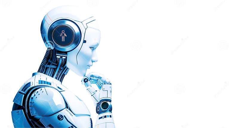 Isolated Humanoid Robot on Transparent Background Stock Image - Image ...