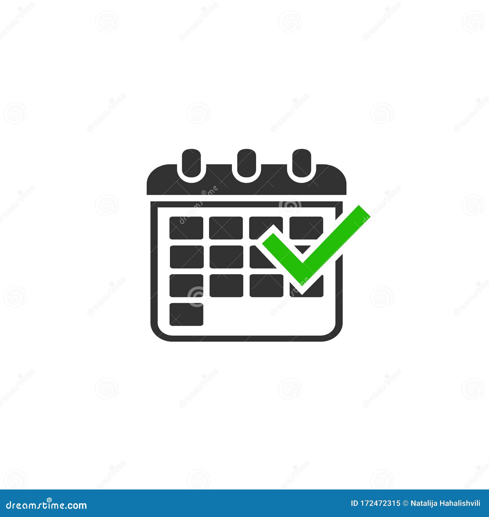 Isolated Icon of Calendar with Green Tick. Vector Stock Vector ...