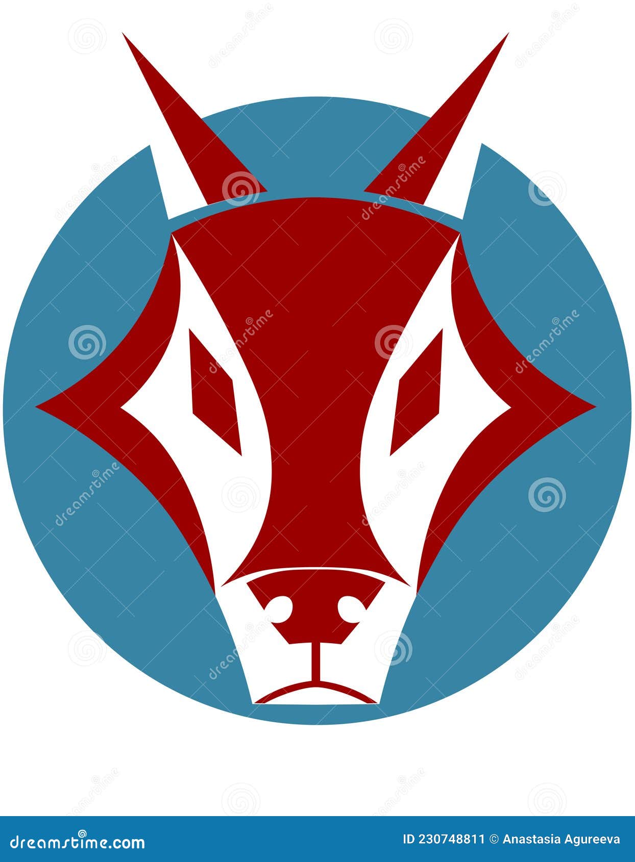 Isolated Icon of Red Wolf Head on Blue Background Stock Vector ...