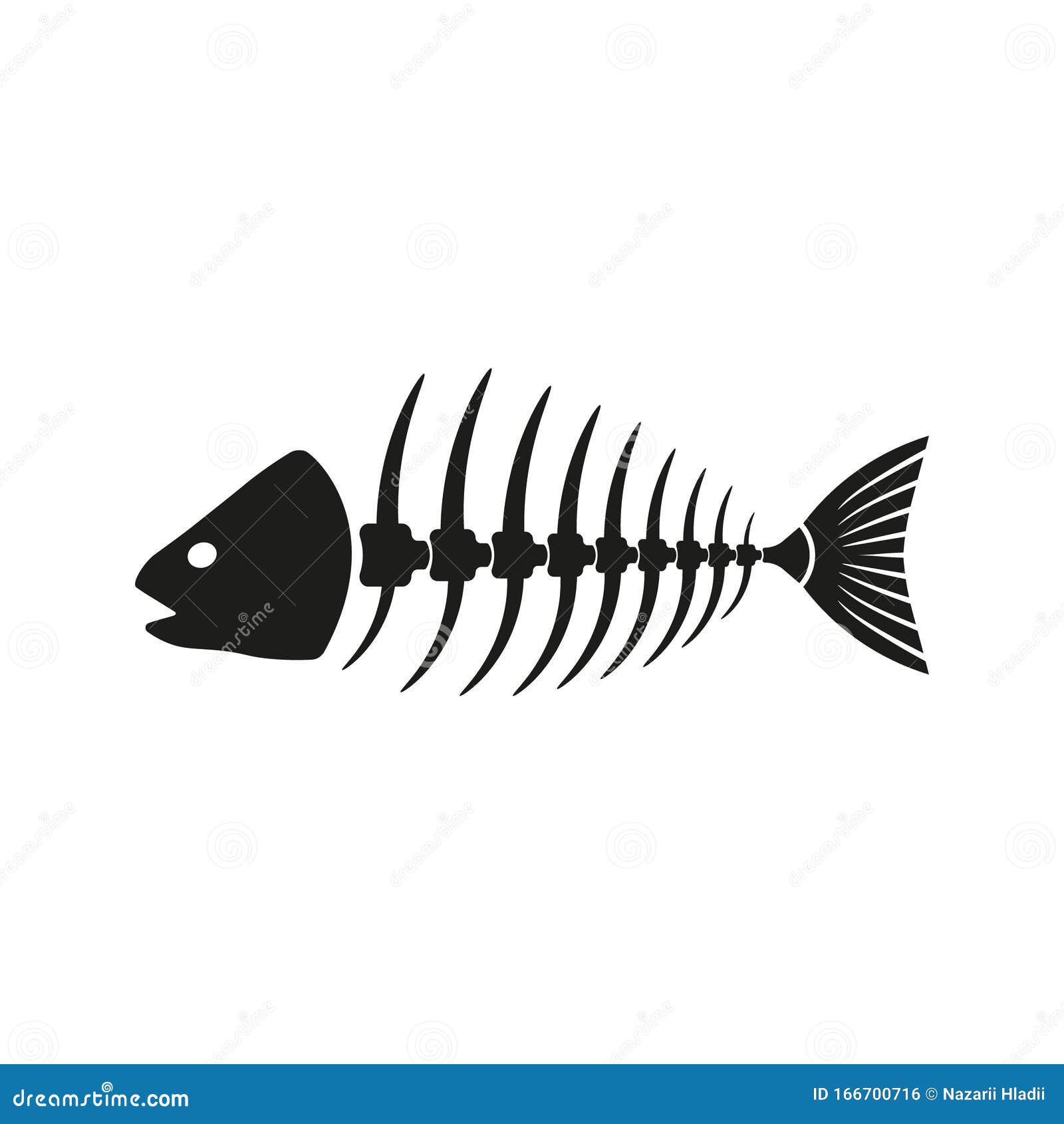 Isolated Illustration of Black Fish Bone Icon. Vector. Stock Vector ...