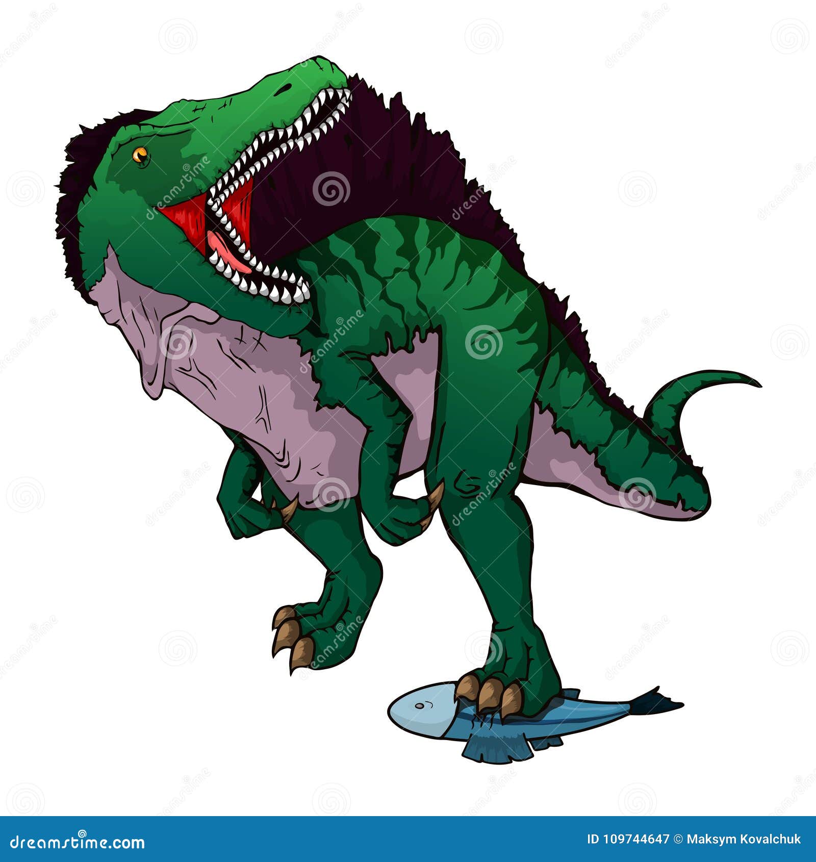 Cartoon Red Spinosaurus Isolated On White Background Vector ...