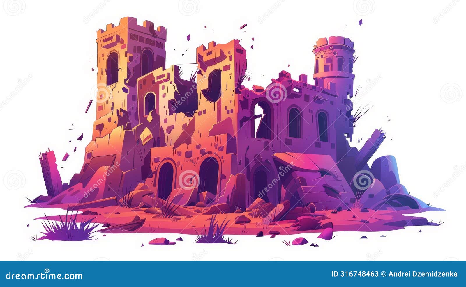 Isolated Illustration of a Destroyed Building, Damaged Structure ...