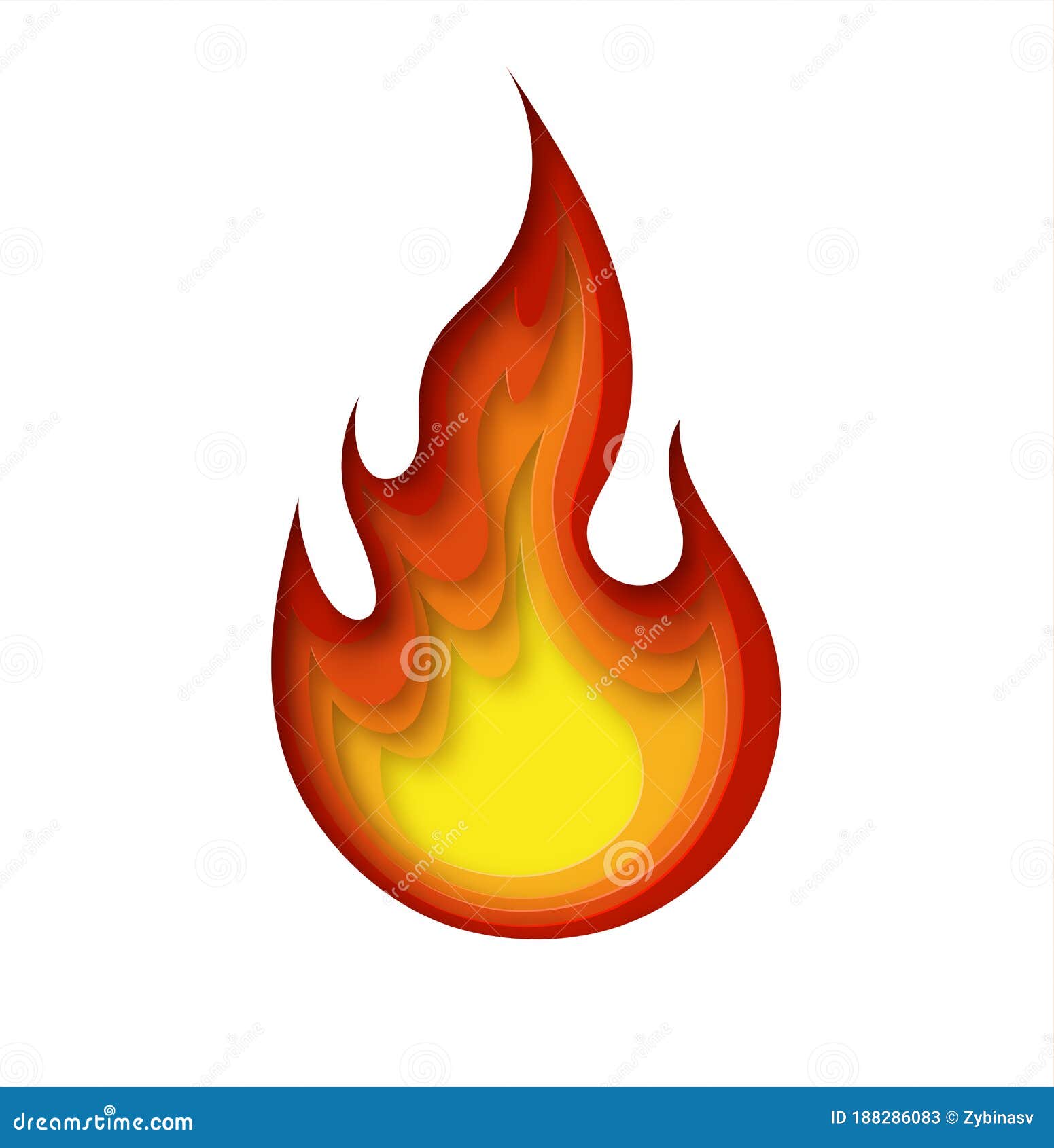 Isolated Illustration of Fire in Paper Cut Style. Layered Design. Icon ...