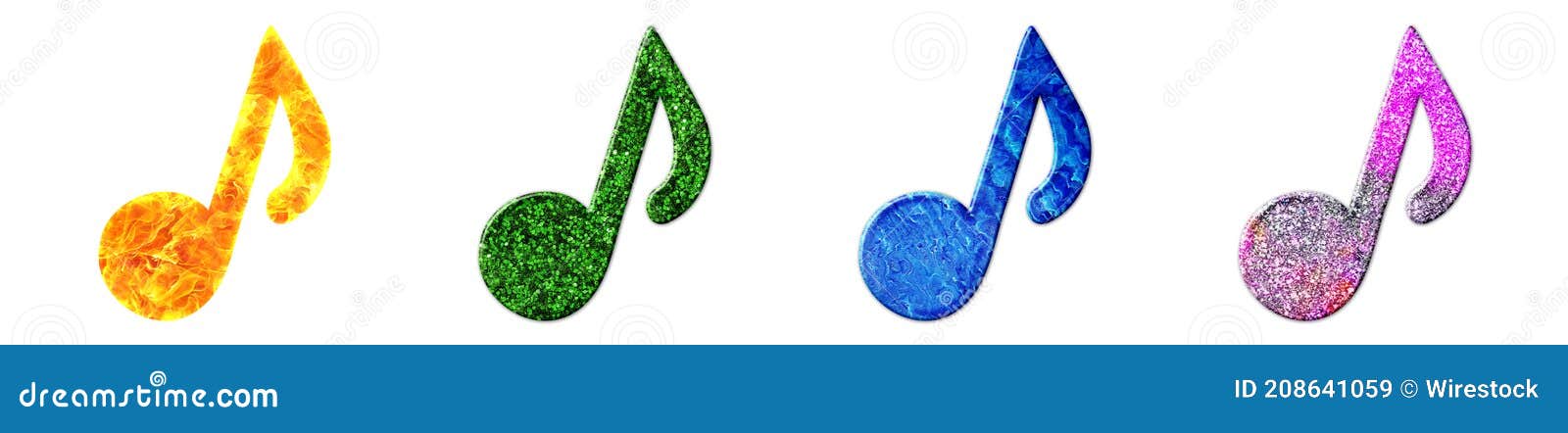 Isolated Illustration of Four Music Notes Consisting of Different ...