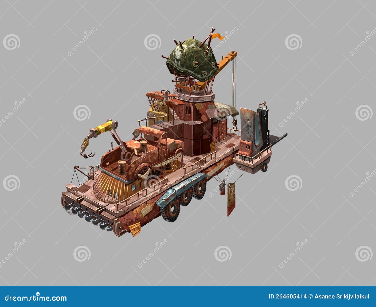 An Isolated Illustration of Post Apocalyptic Scrap Exploration Ship ...