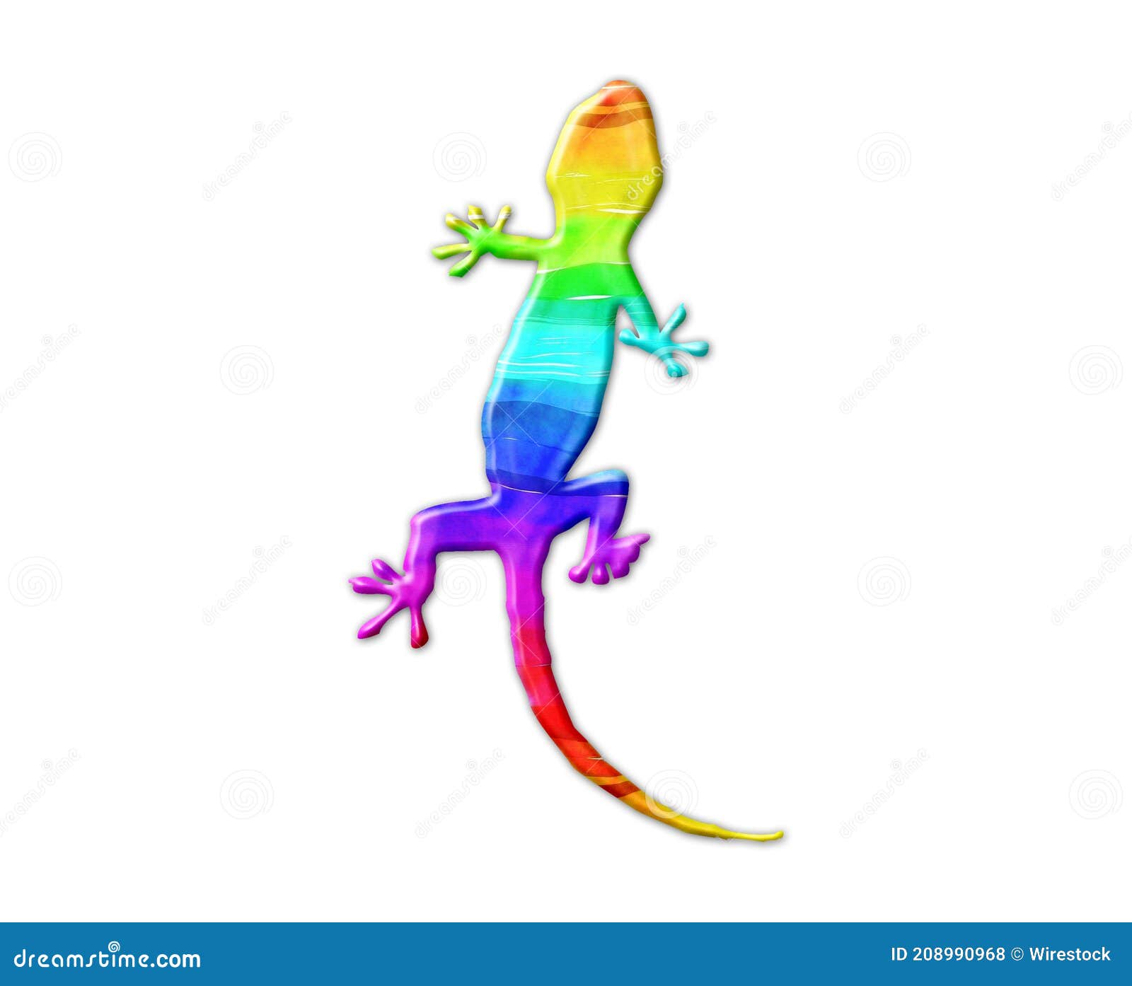 Isolated Illustration of a Rainbow Colored Lizard on a White Background ...