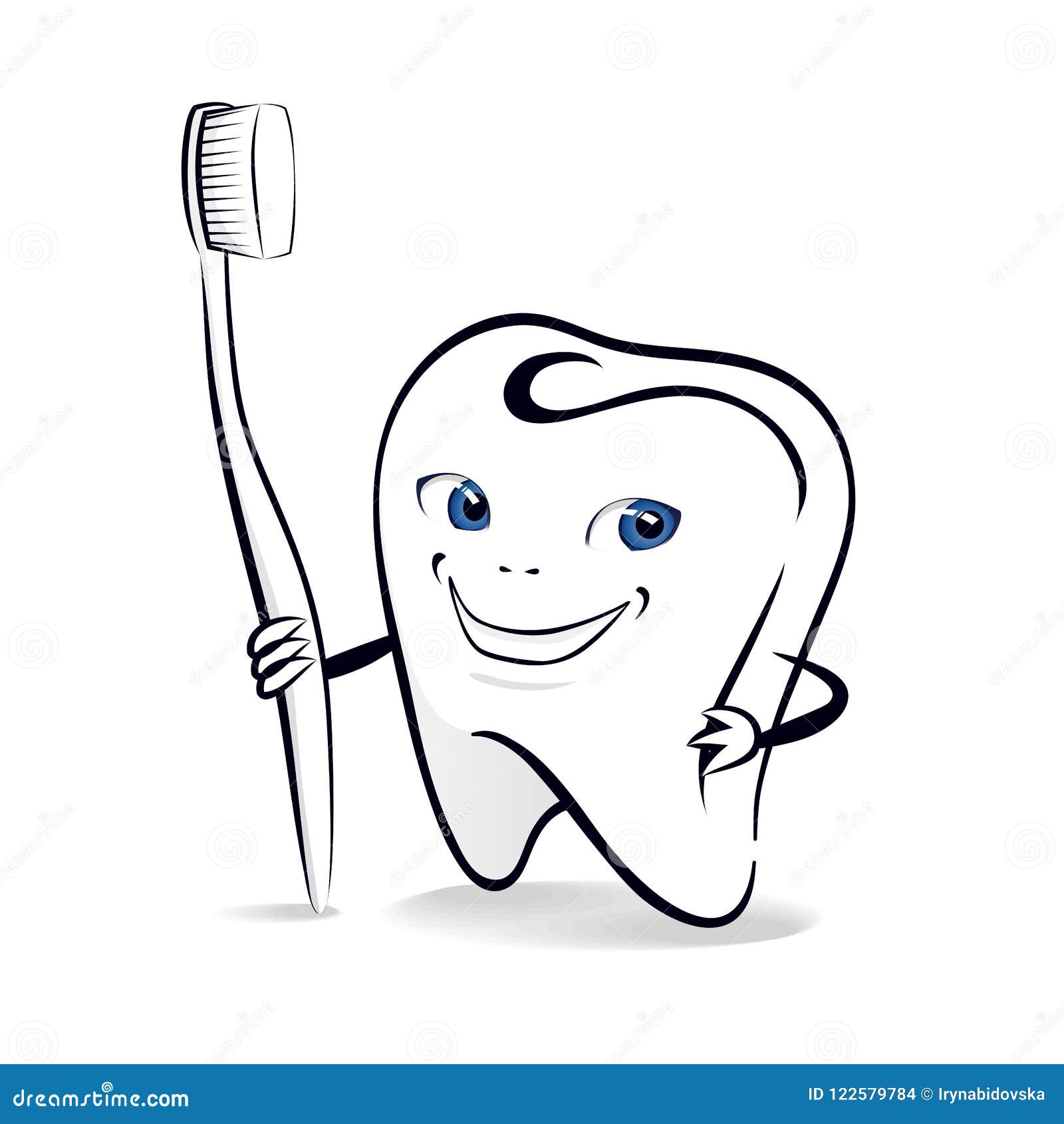Isolated Illustration of Smiling Tooth with Toothbrush Stock Vector ...