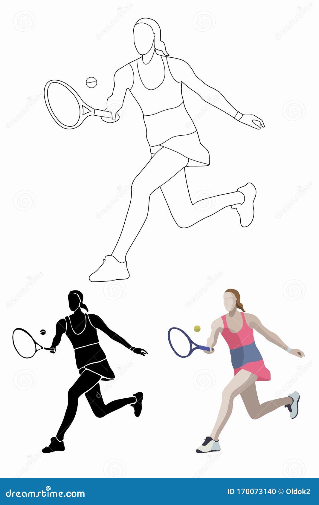 Illustration Of A Tennis Player Vector Draw Stock Vector