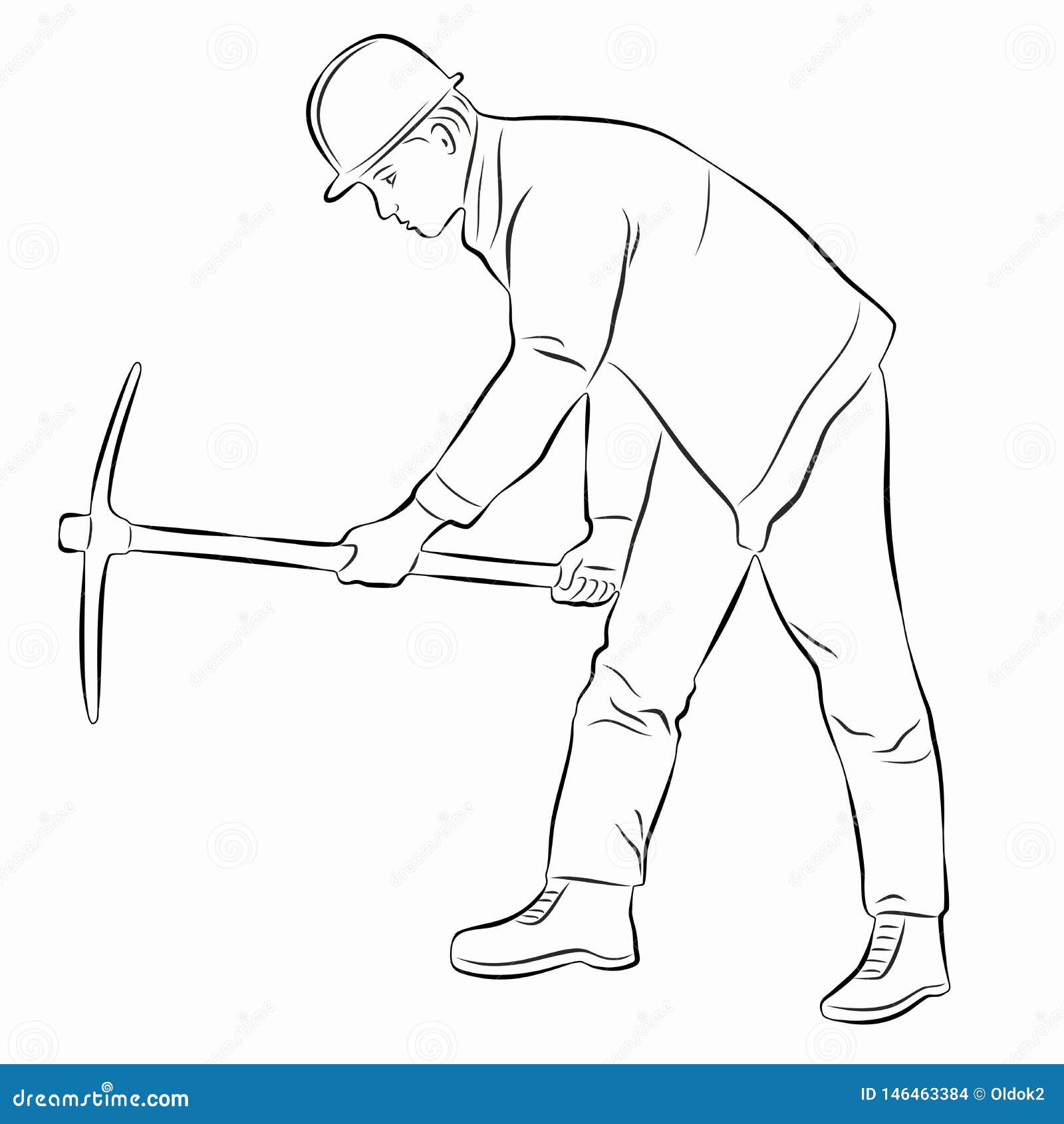 Illustration of a Worker with a Pickaxe , Vector Draw Stock Vector ...