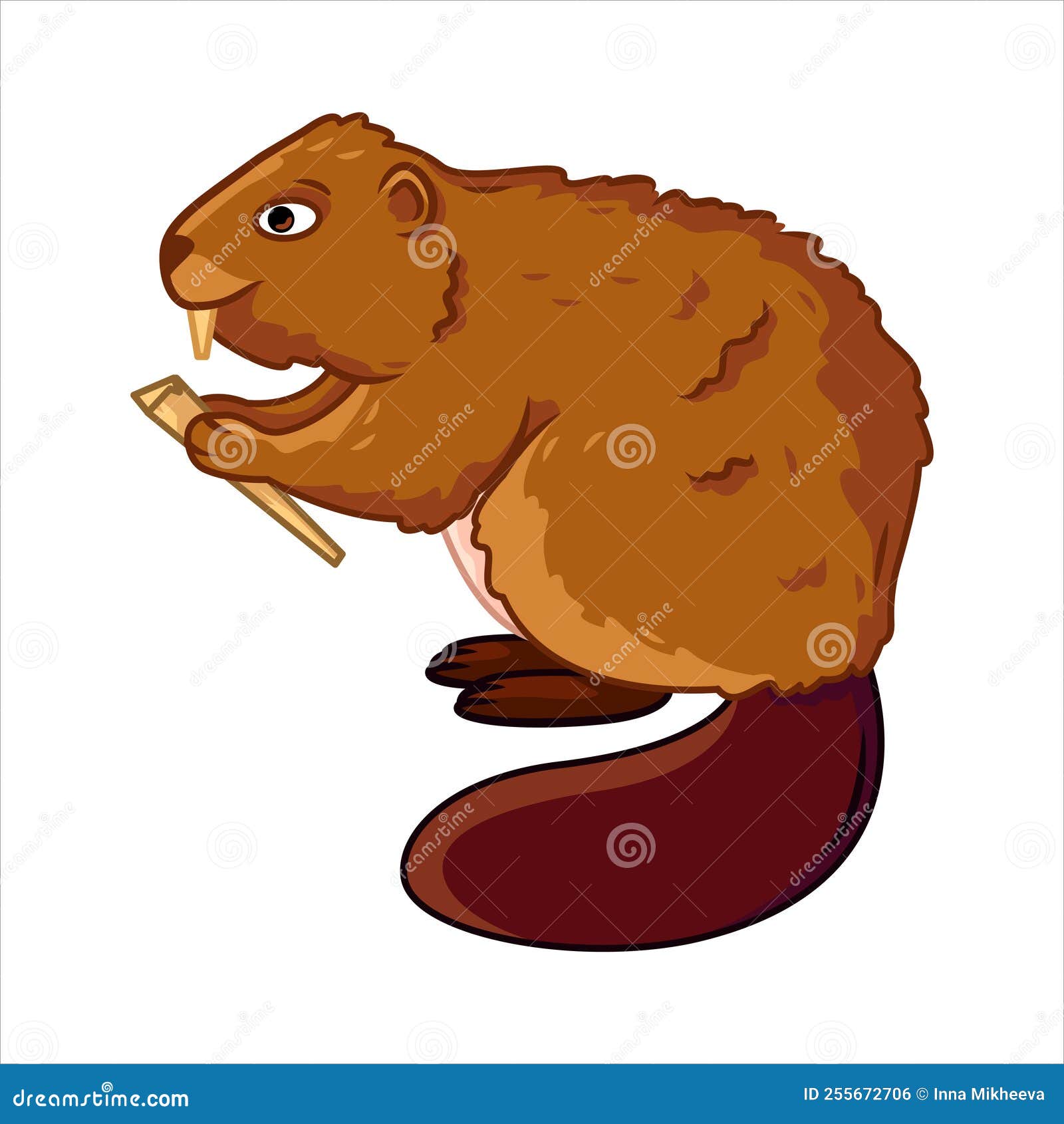 Isolated Image of a Beaver. Cute Forest Animals in Cartoon Style Stock ...