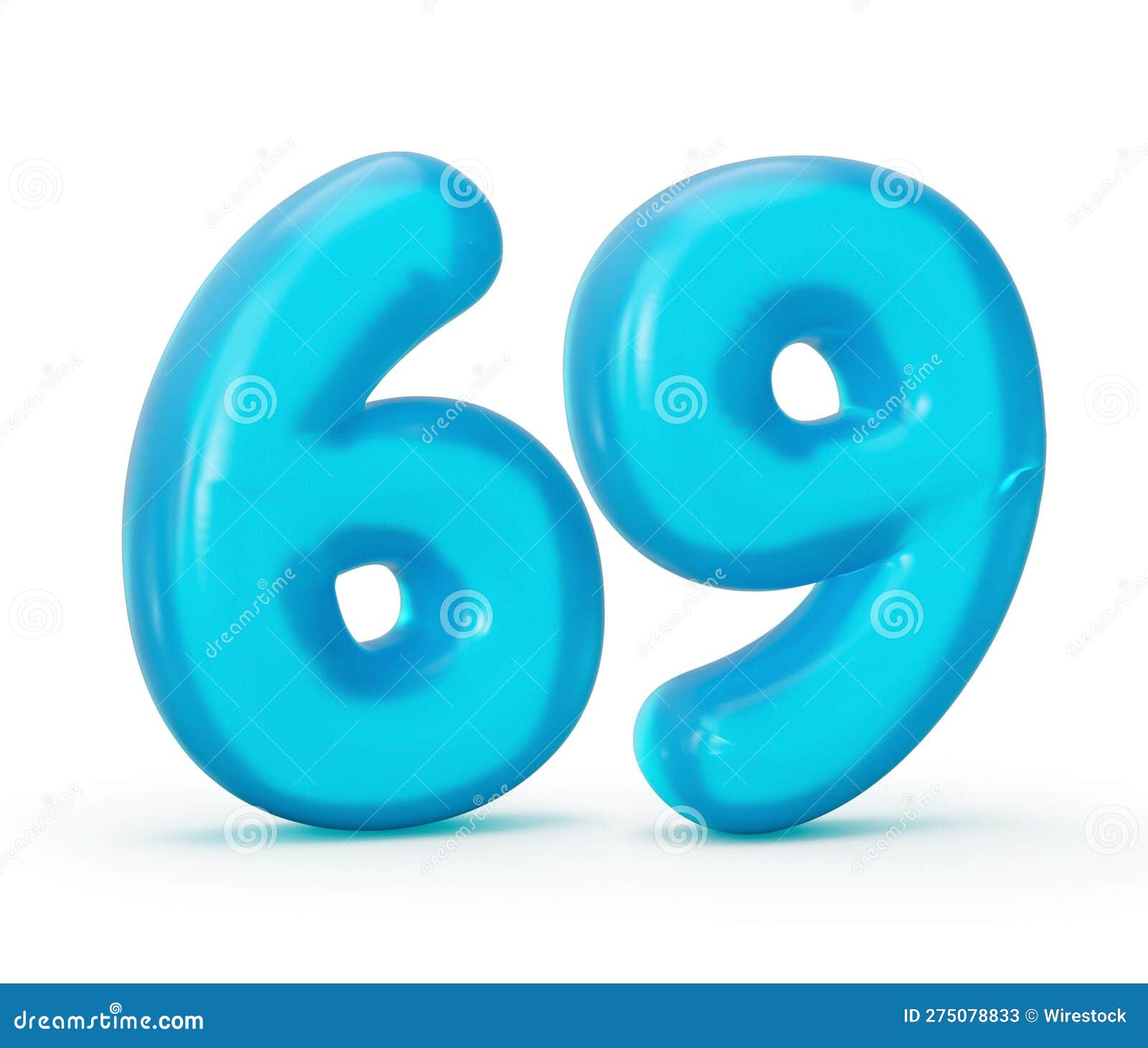 Number 69 Made of a Blue Liquid Isolated on the White Background Stock ...
