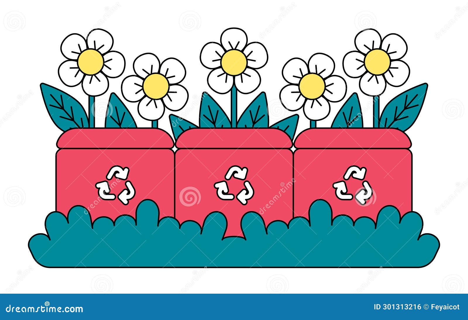 Isolated Garbage Containers for Waste Sorting, Recycling in Cartoon ...