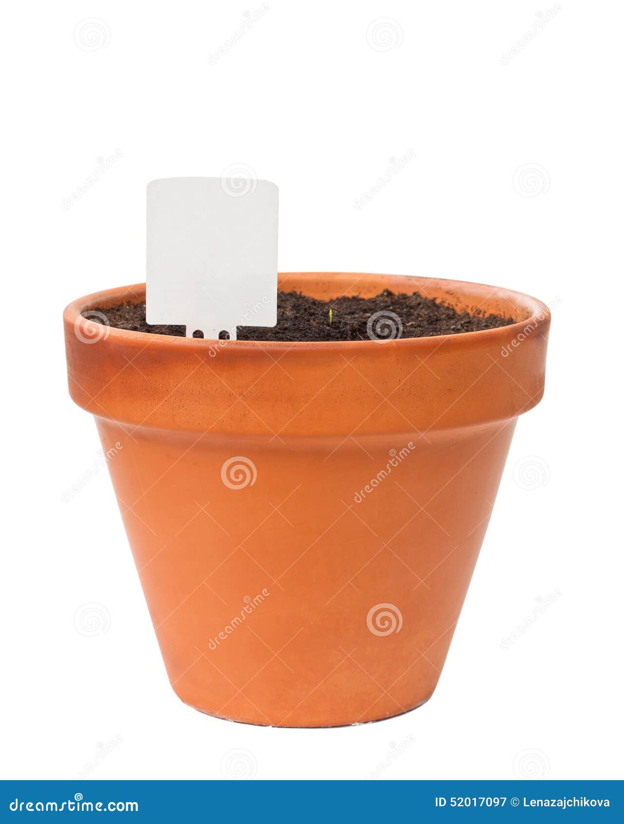 Isolated Image the Flower Pot with Tag Stock Image - Image of blank ...