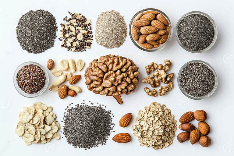 An Isolated Image of the Human Brain Made Up of Nuts and Seeds Stock ...